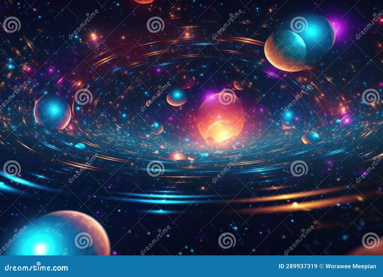 Orbit of Universe Colourful Abstract Background. Generative AI Stock ...