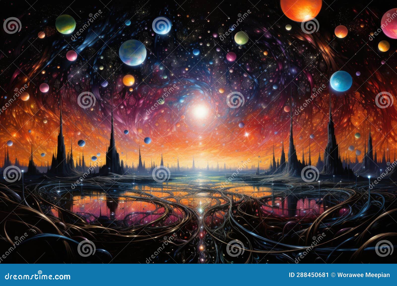 Orbit of Universe Colourful Abstract Background. Generative AI Stock ...