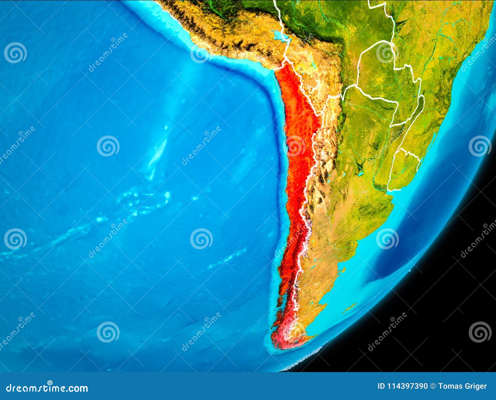 Orbit view of Chile stock illustration. Illustration of country - 114397390