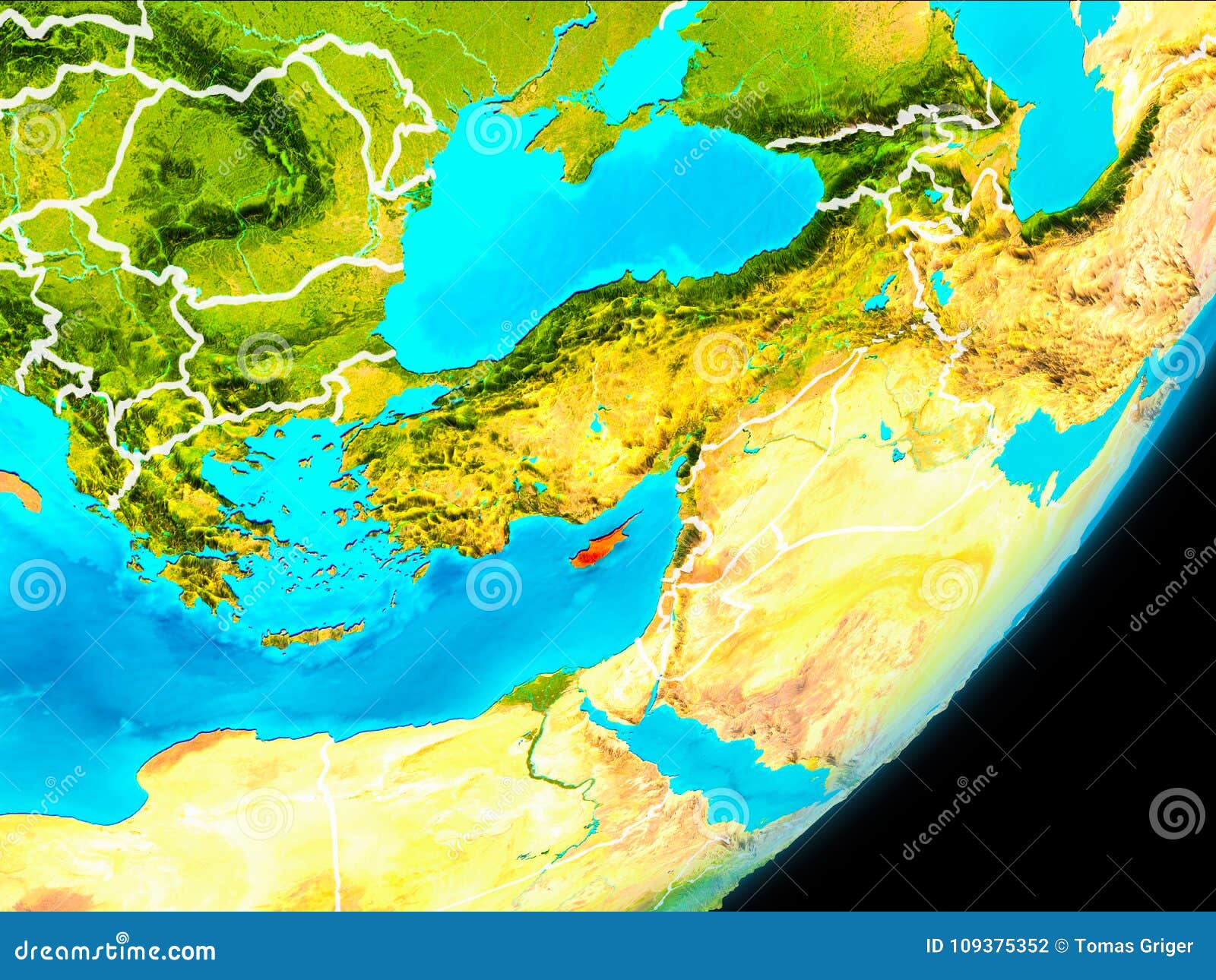 Orbit view of Cyprus stock illustration. Illustration of country ...