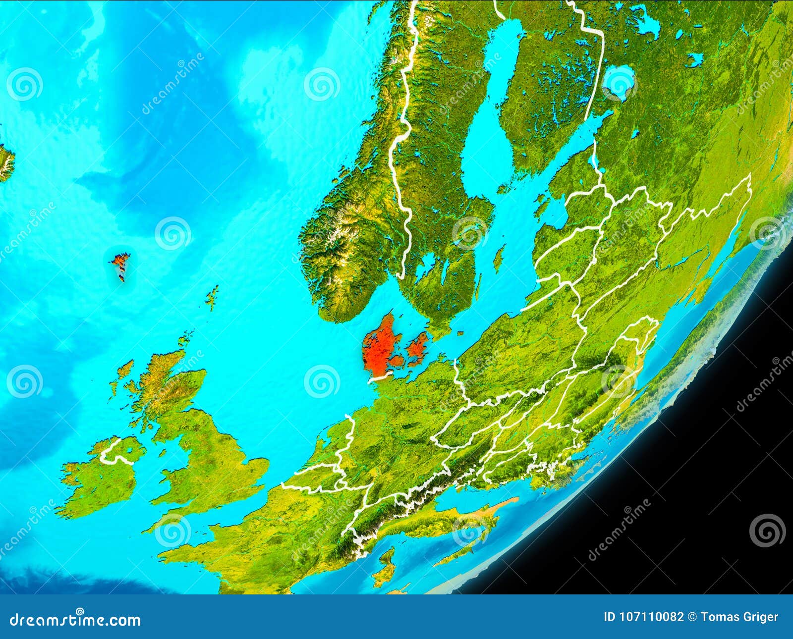 Orbit view of Denmark stock illustration. Illustration of satellite ...