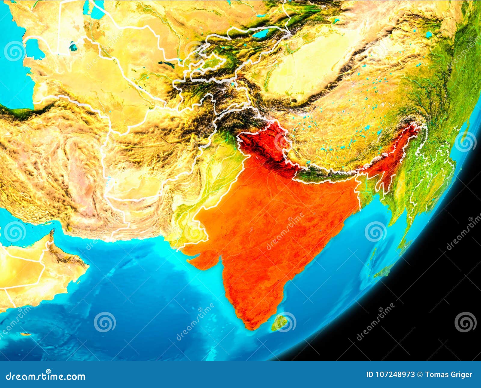 Orbit view of India stock illustration. Illustration of asian - 107248973