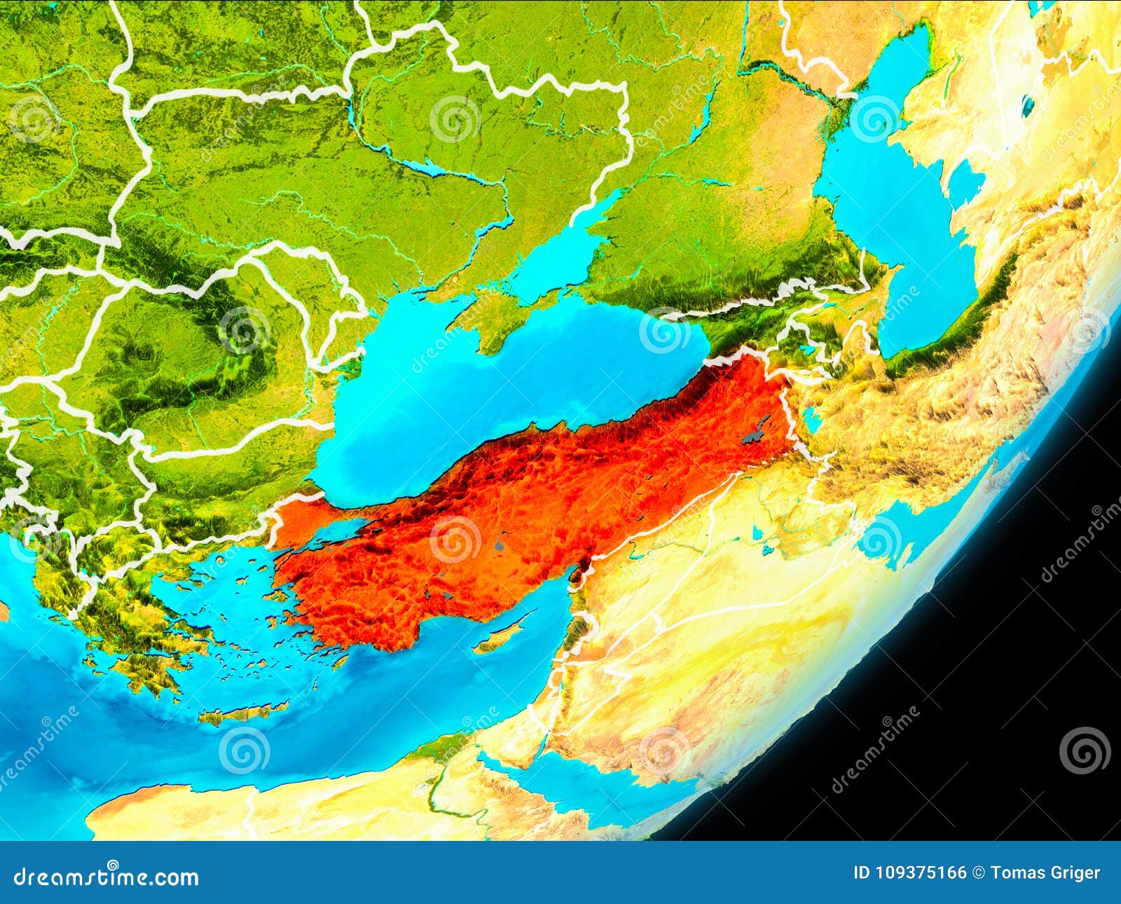 Orbit view of Turkey stock illustration. Illustration of highlighted ...