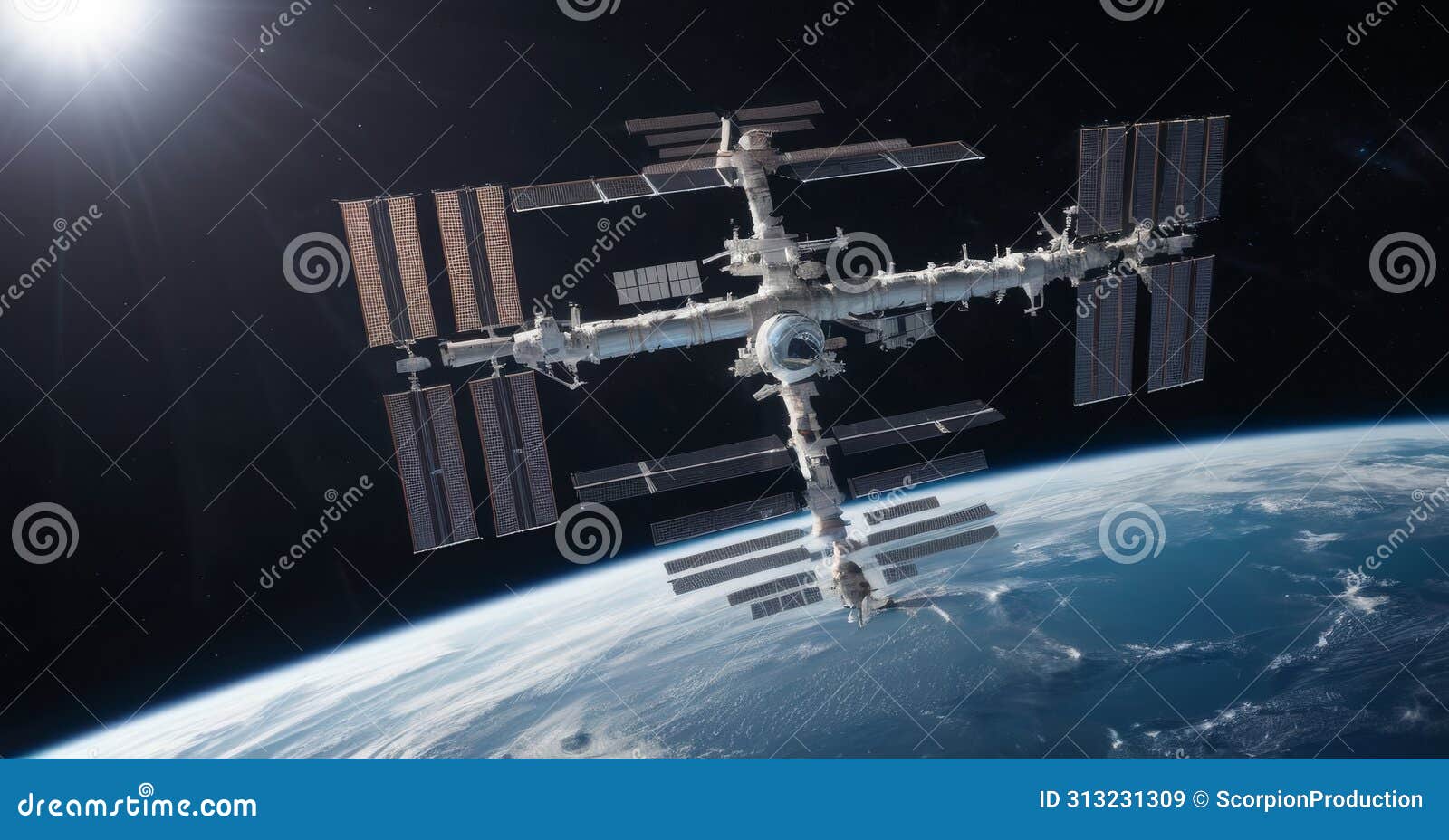 Orbital Complex Above Earth Stock Image - Image of innovation, cosmos ...