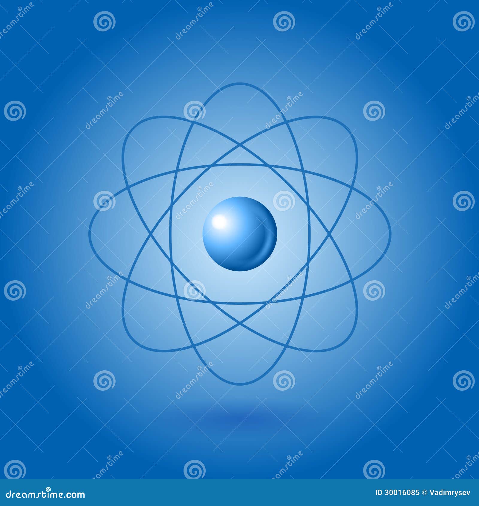 Orbital Model of Atom on Blue Background Stock Vector - Illustration of ...
