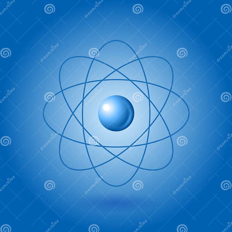 Orbital Model of Atom on Blue Background Stock Vector - Illustration of ...