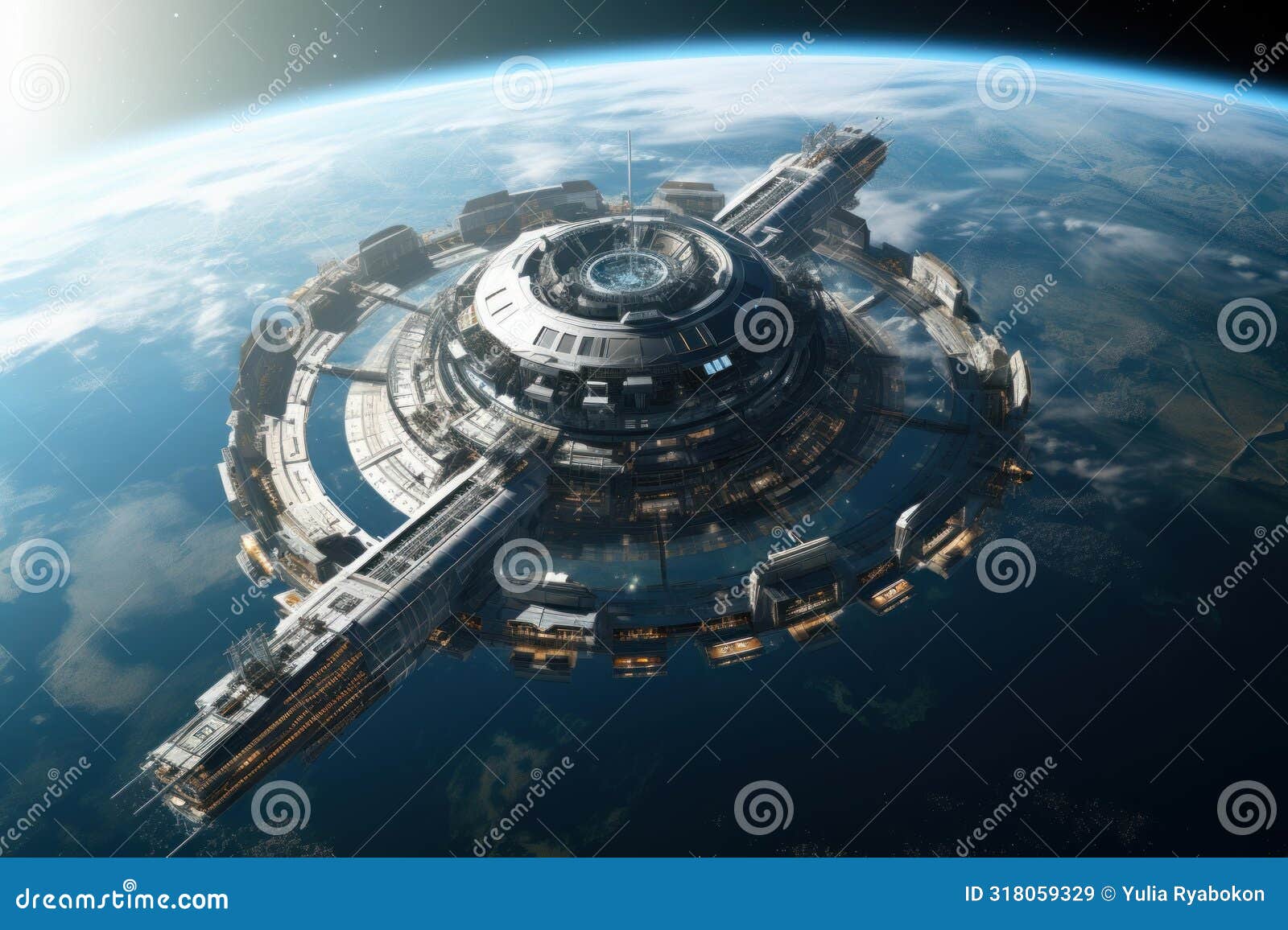 Orbital Space Station Earth. Generate Ai Stock Image - Image of ...