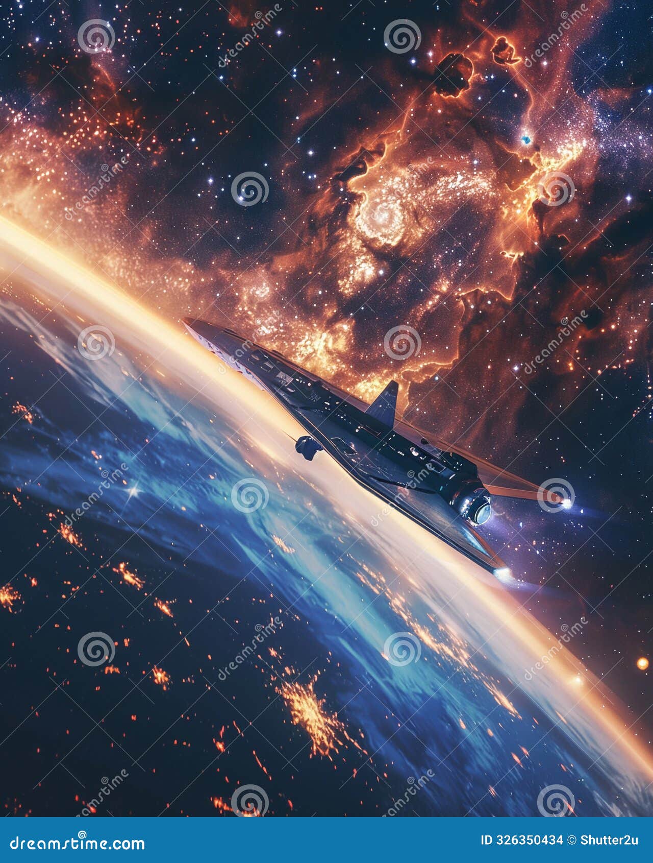 Orbiter Soars Above Earth Carving A Path Through The Cosmos And Into ...