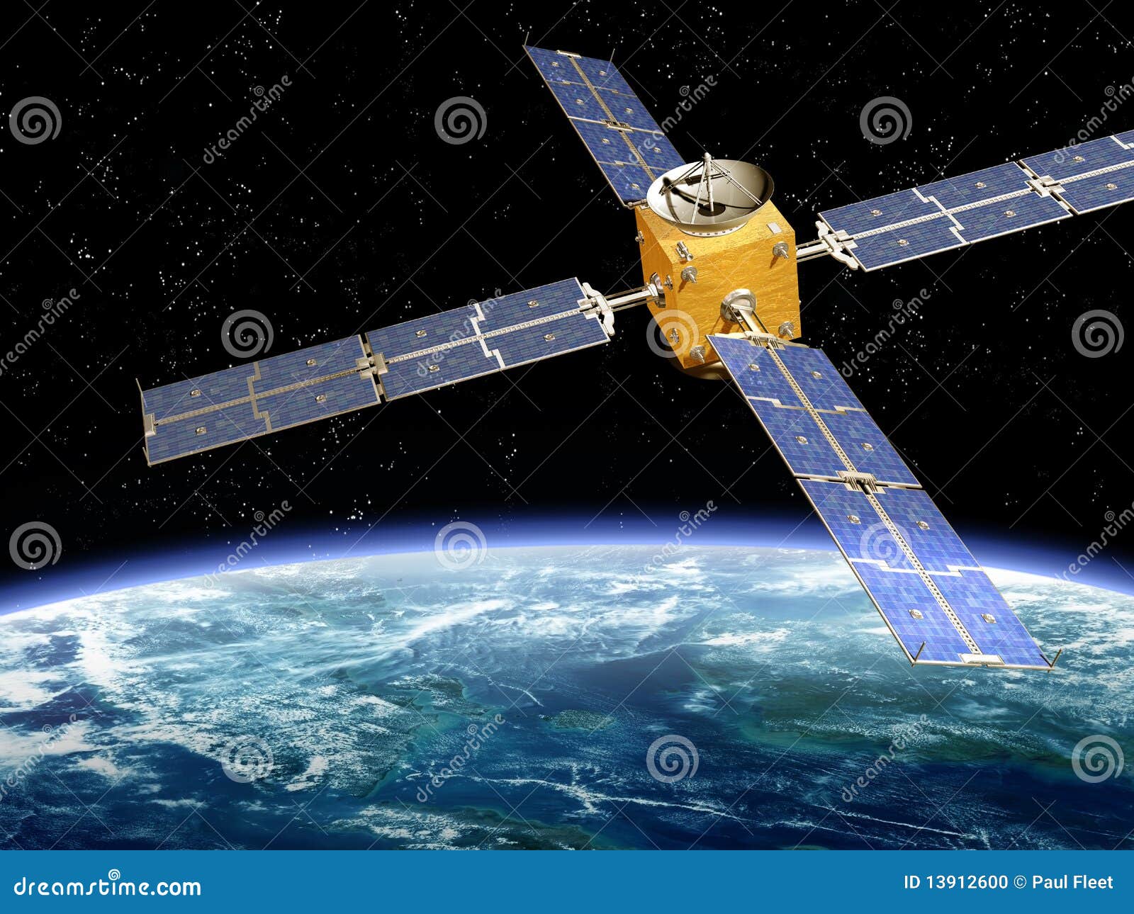 Orbiting Satellite stock illustration. Illustration of communication ...