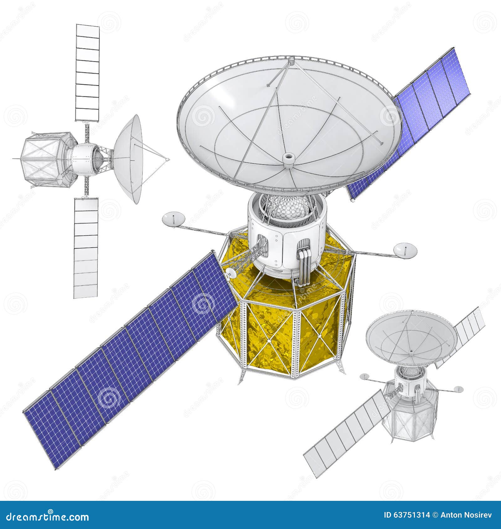 Orbiting Satellite Space High Tech Electronic Binary Code Digital ...