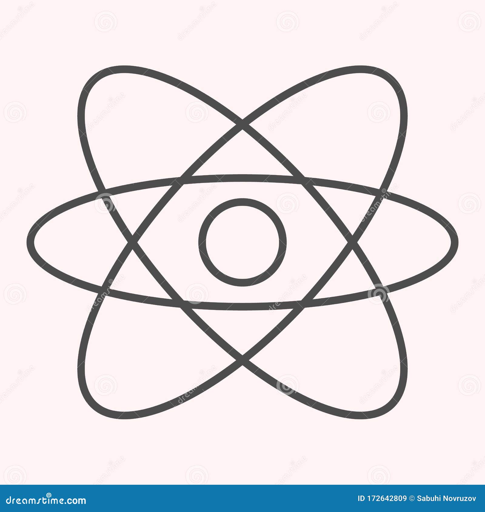 Orbits Thin Line Icon. Circular Atom Physical Structure Stock Vector ...