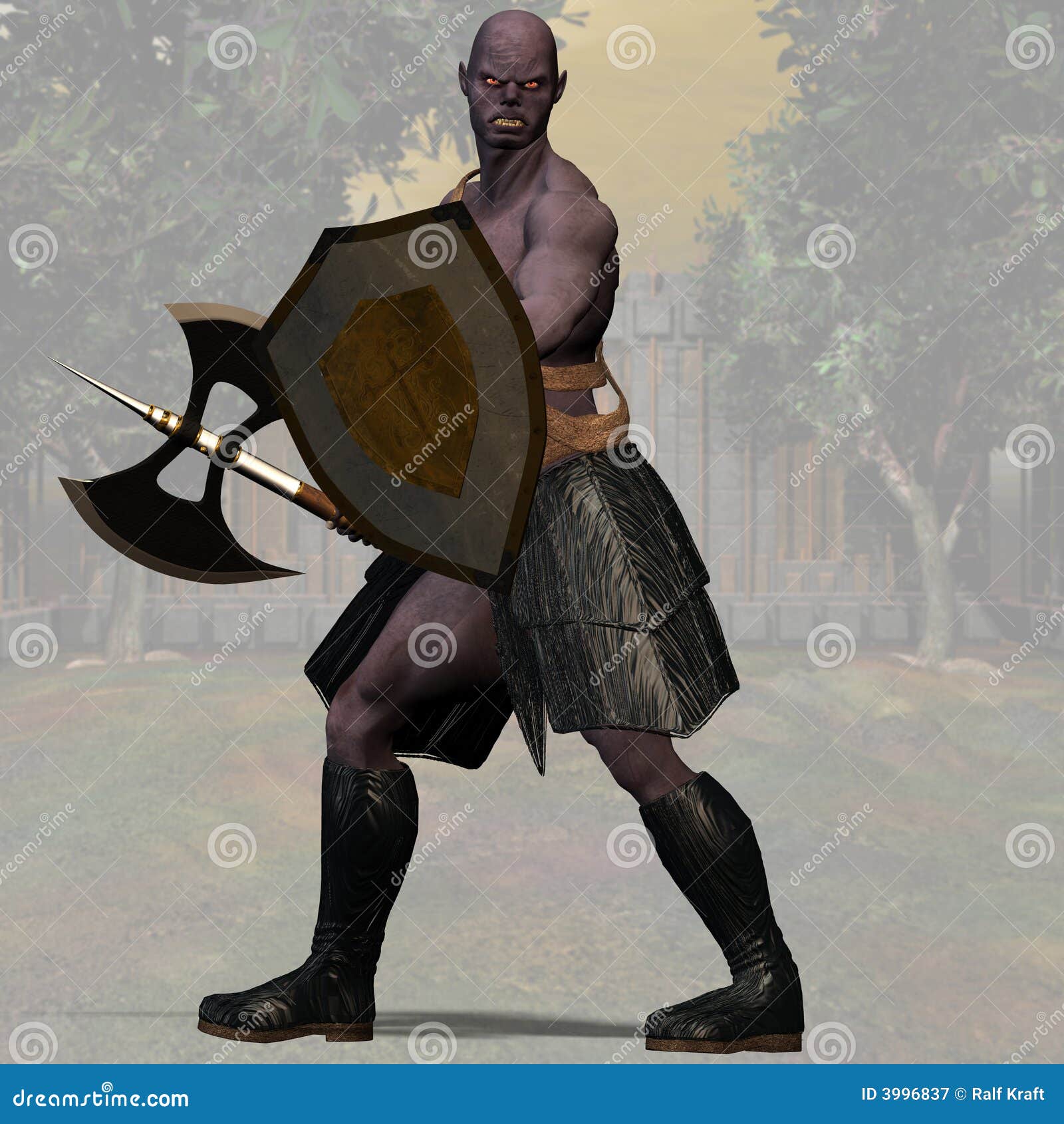 Orc #02 stock illustration. Illustration of shield, charge - 3996837