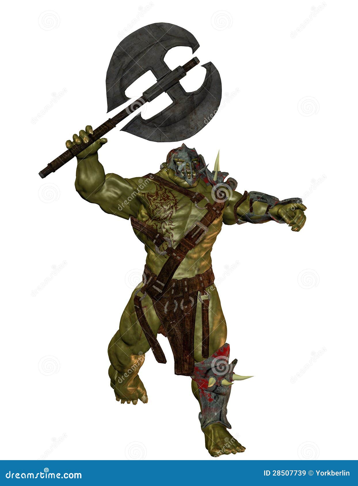 Orc with Battle Axe stock illustration. Illustration of rendering ...
