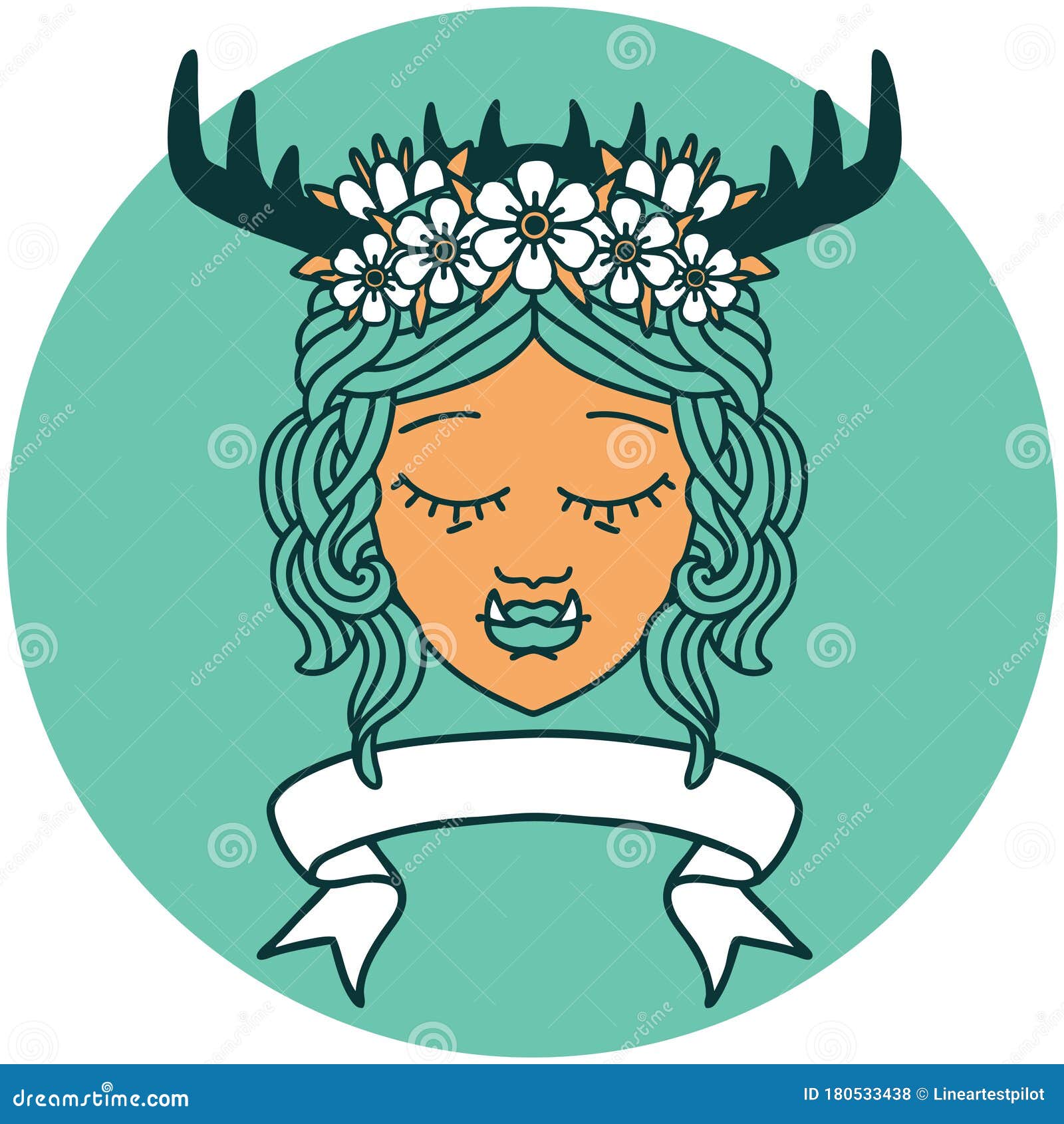 Orc Druid Character Face with Banner Icon Stock Vector - Illustration ...