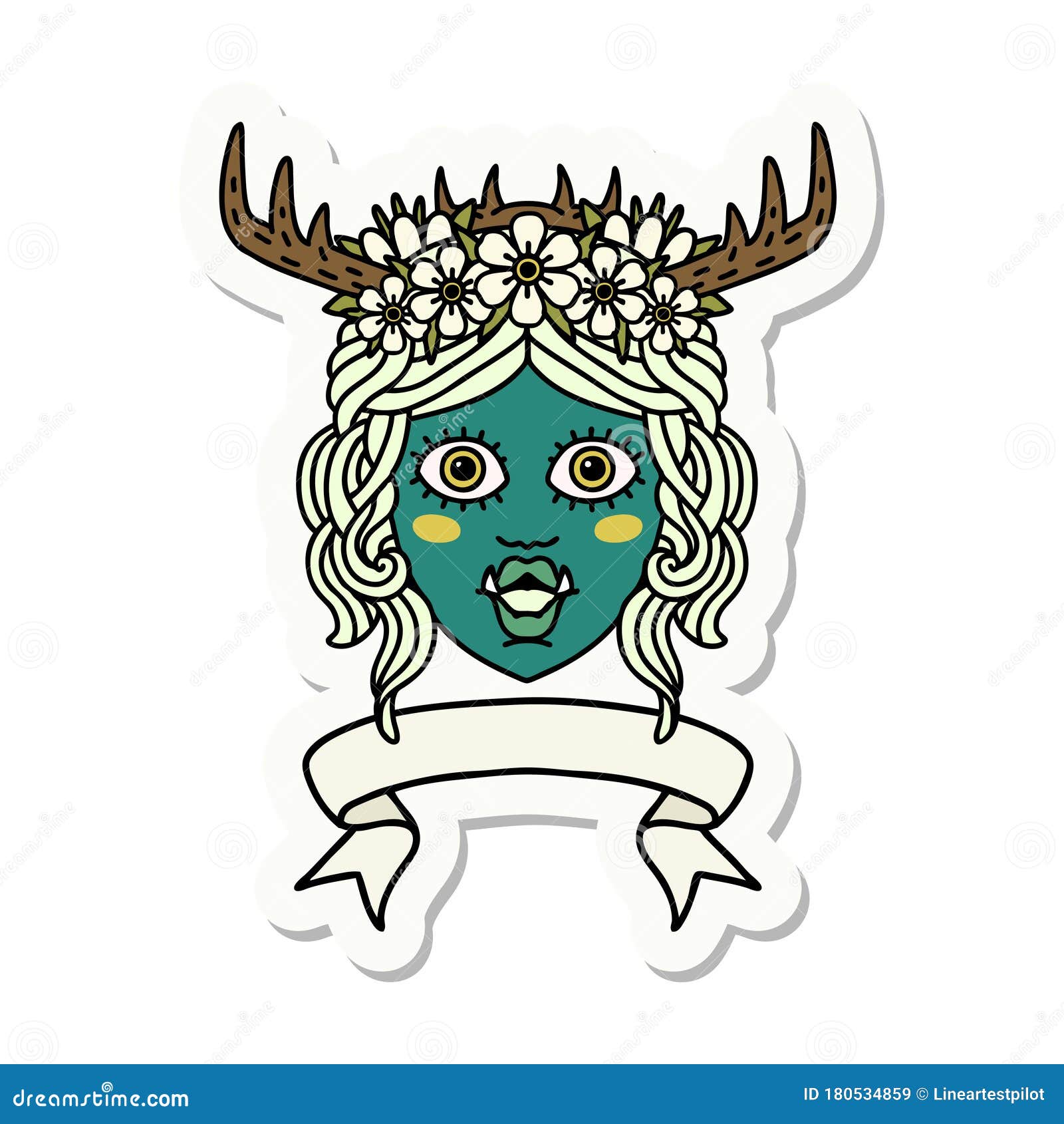 Orc Druid Character Face with Banner Sticker Stock Vector ...
