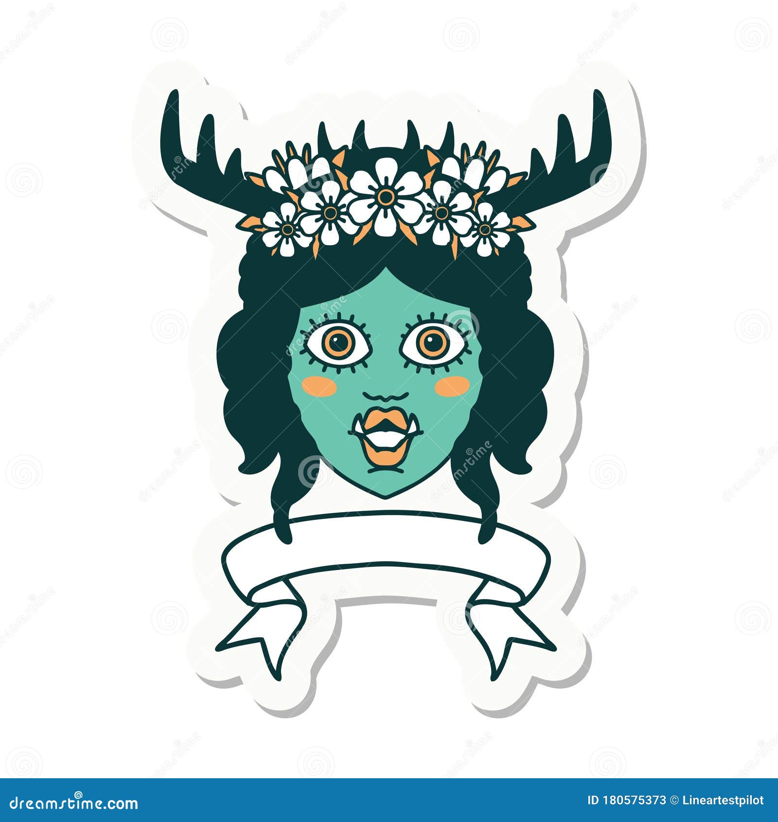 Orc Druid Character Face with Banner Sticker Stock Vector ...