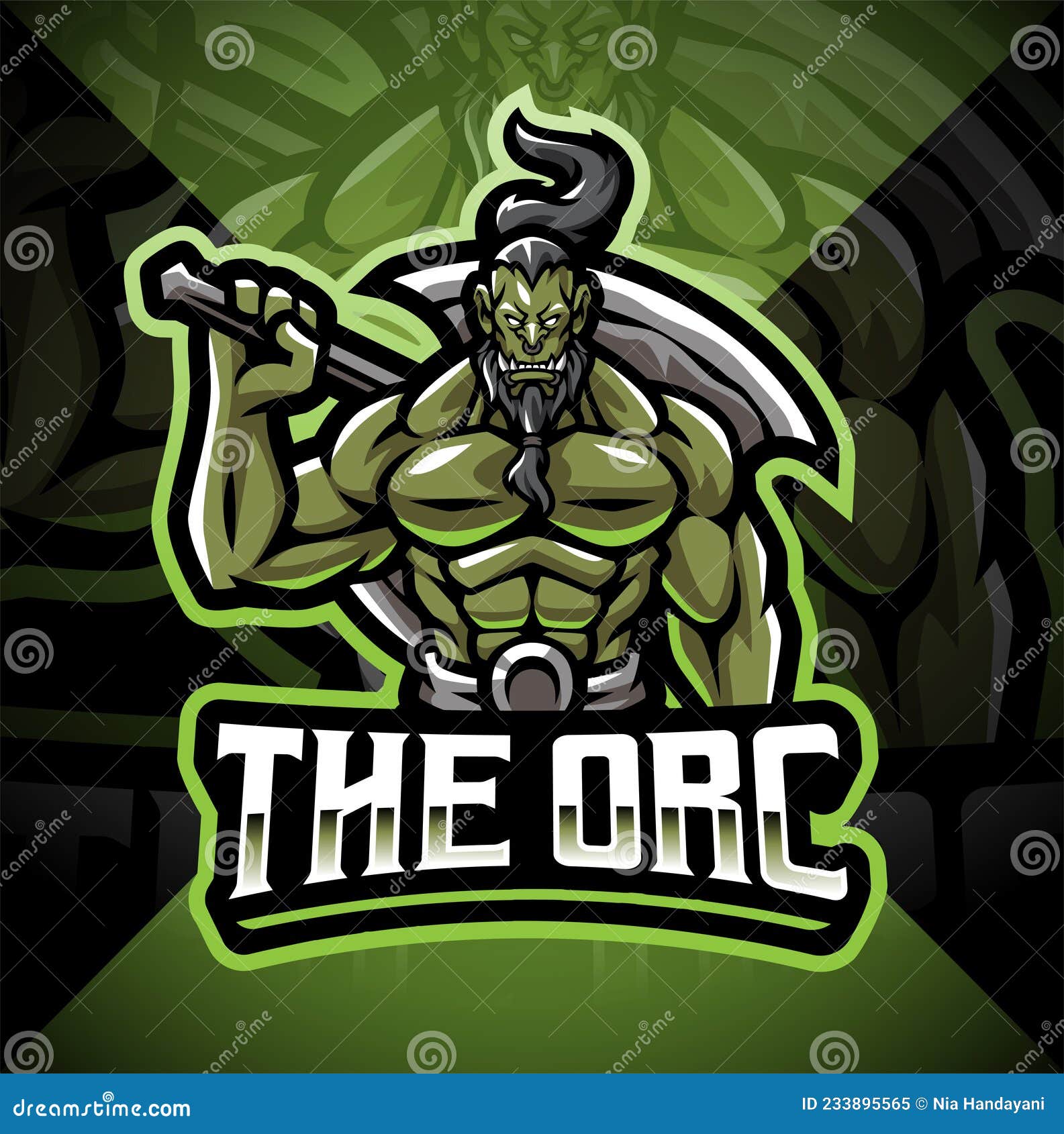 The Orc Esport Mascot Logo Design Stock Vector - Illustration of logos ...