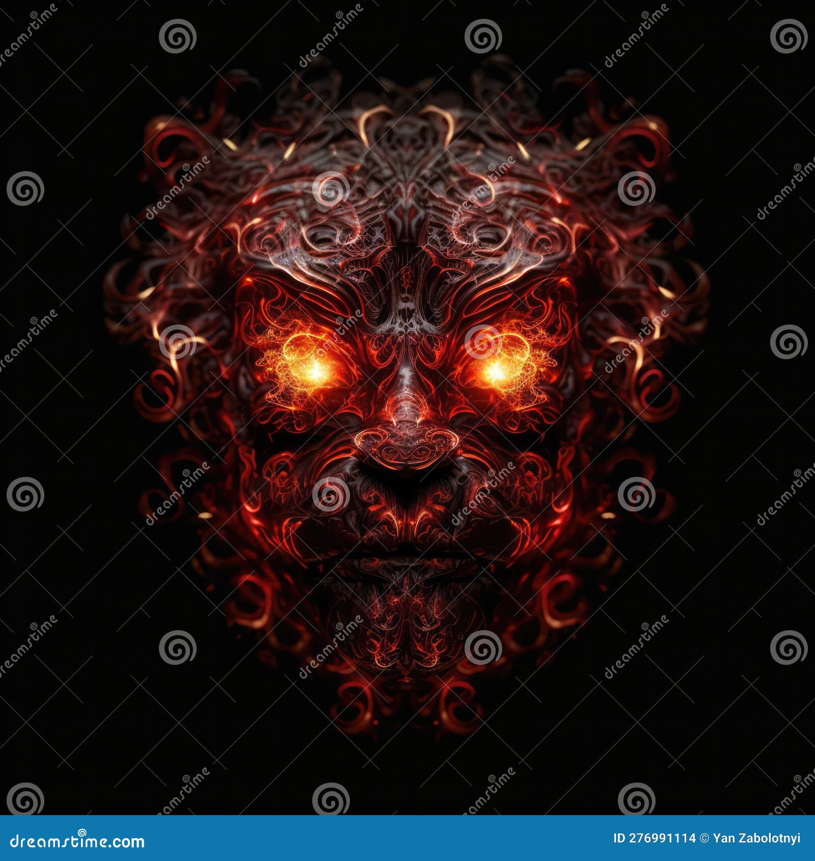 Orc Face Shape in Red Fire on Black Background. Generative AI Stock ...