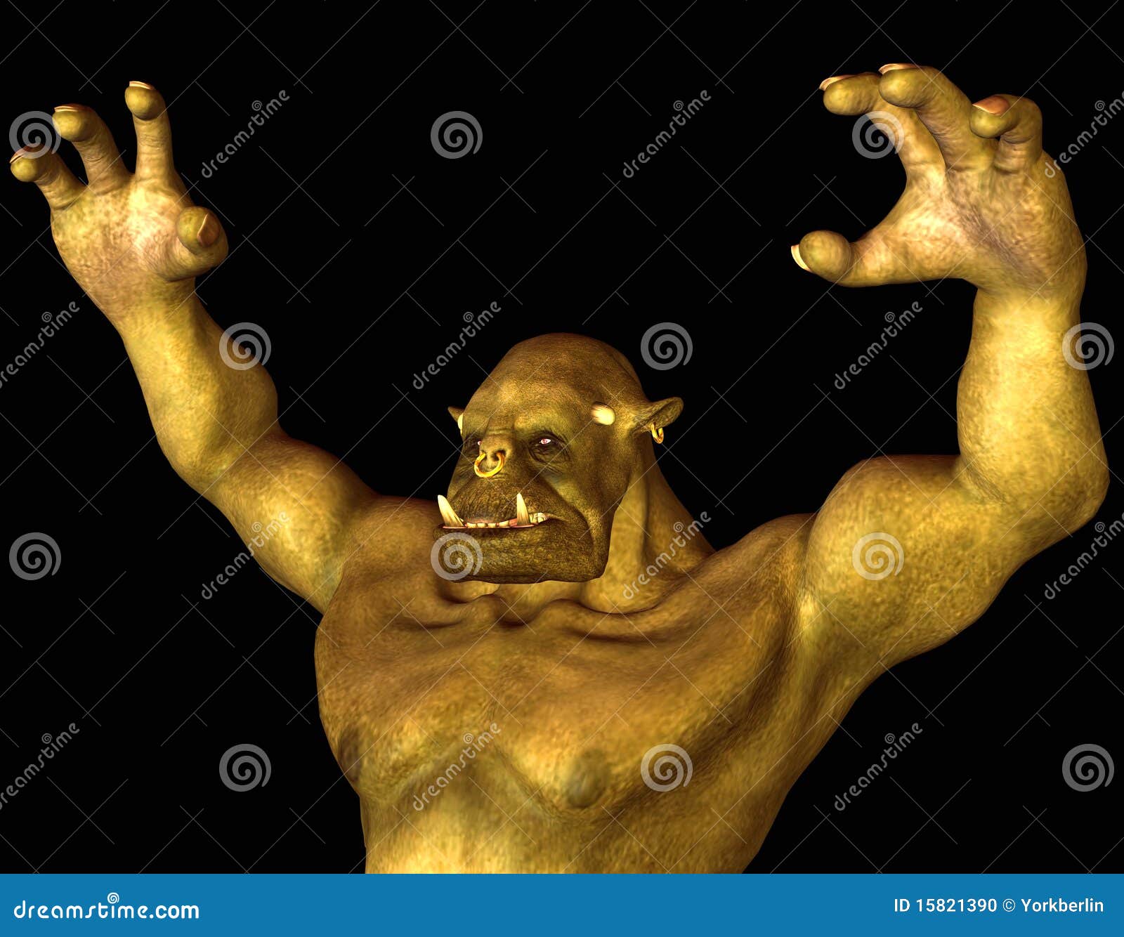 Orc Fantasy Figure in Attack Pose Stock Illustration - Illustration of ...