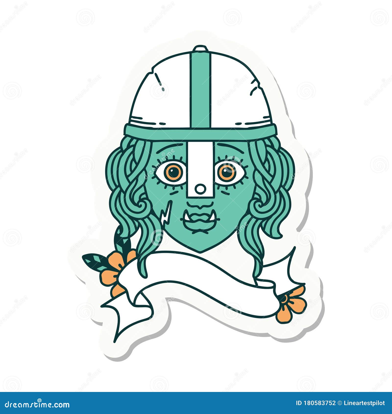 Orc Fighter Character Face Sticker Stock Vector - Illustration of ...