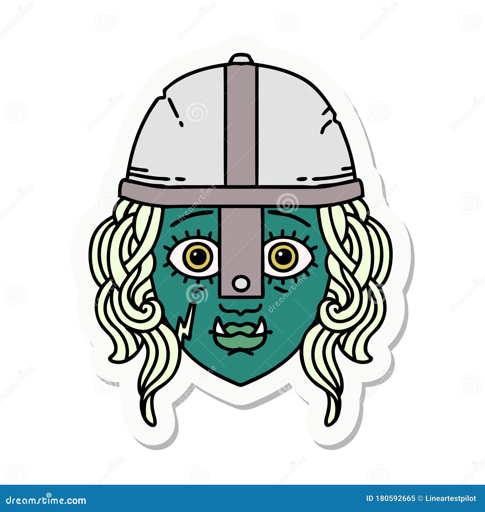 Orc Fighter Character Face Sticker Stock Vector - Illustration of style ...