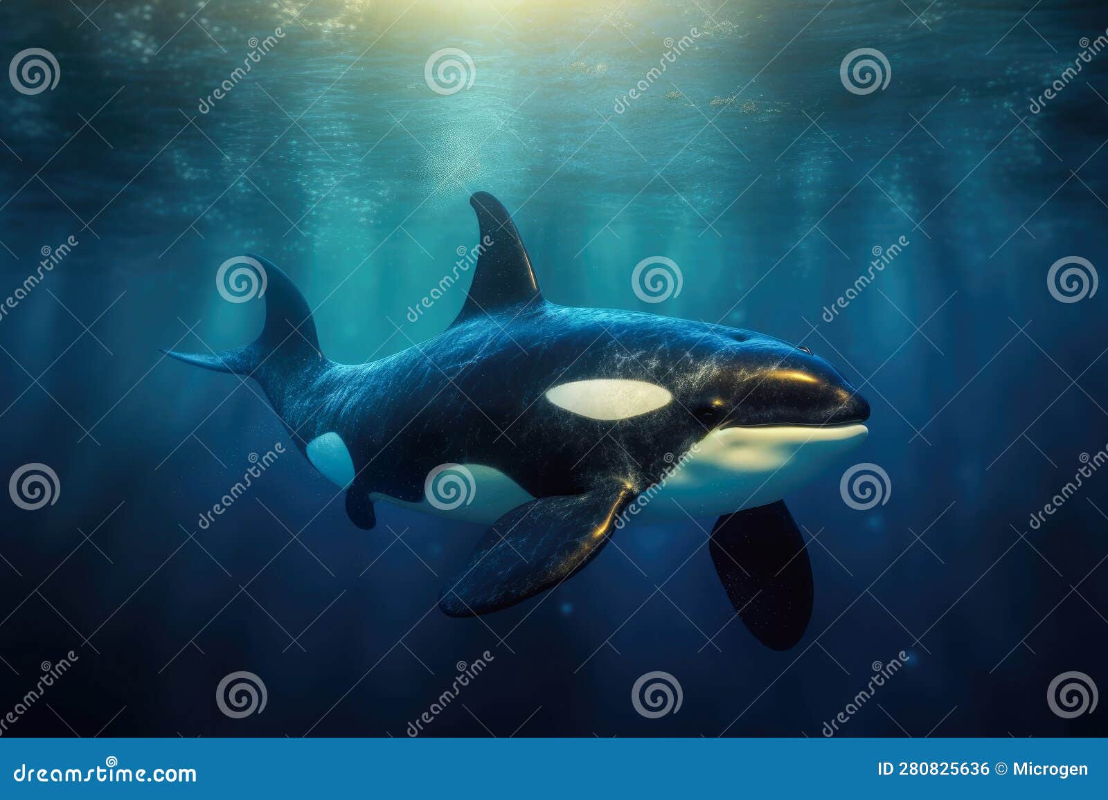 Orca Killer Whale Gliding Below the Surface Stock Illustration ...