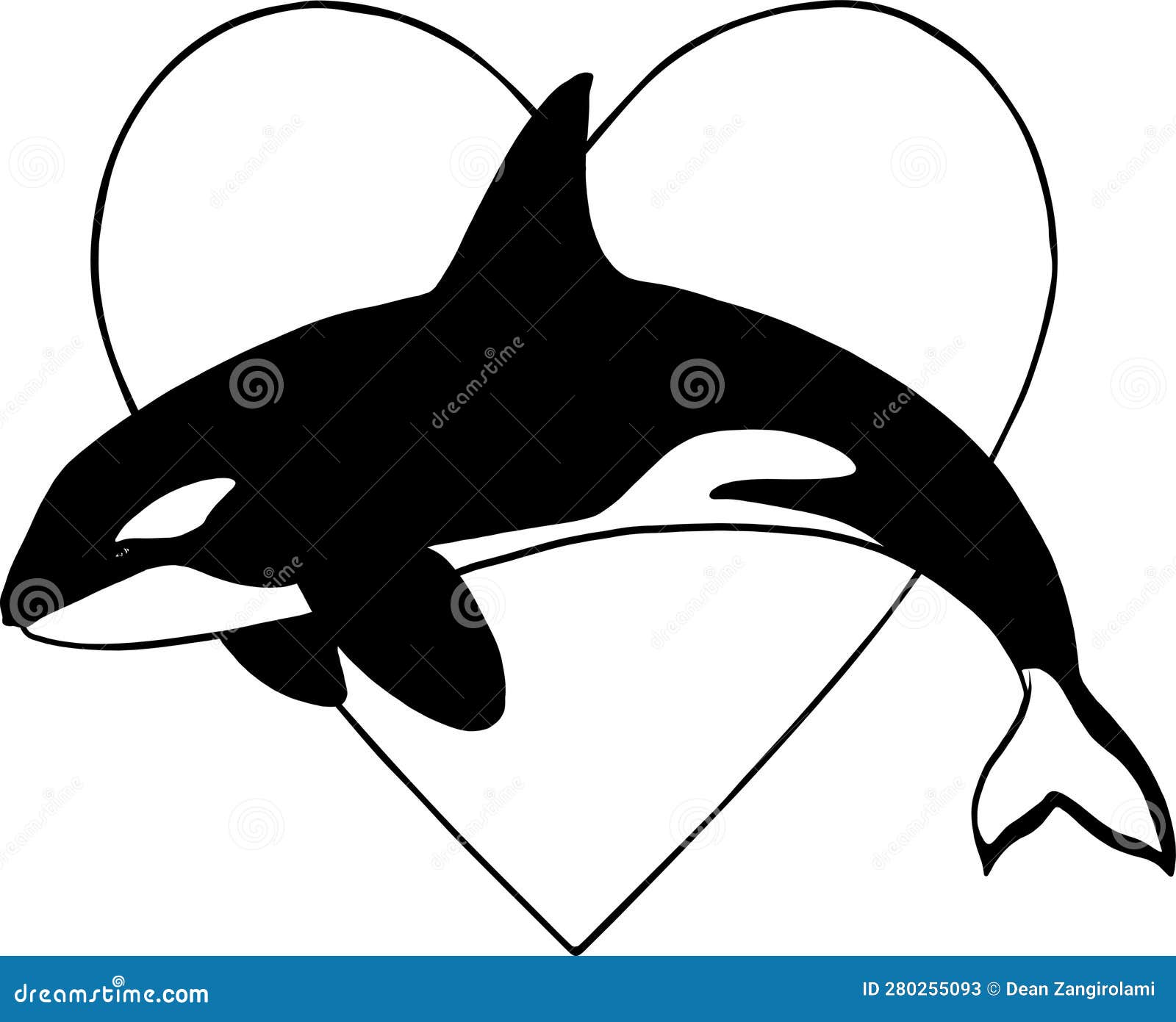 Vector Orca Love Black and White Cartoon Symbol Icon Stock Vector ...