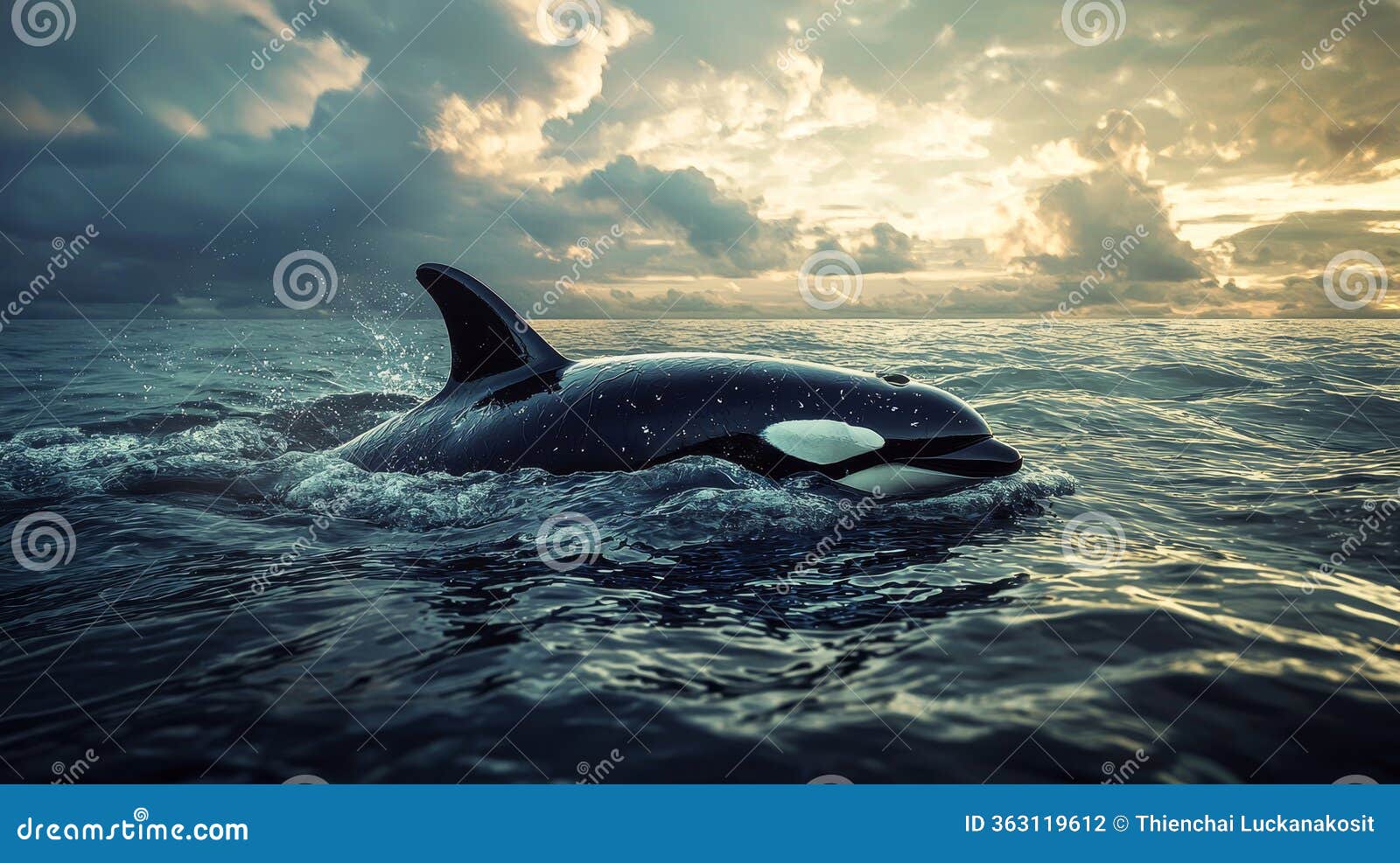 Orca Swimming Underwater With Its Distinctive Black And White ...
