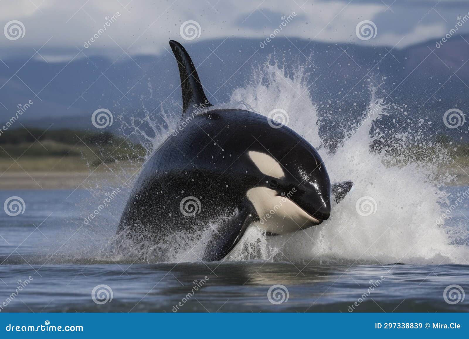 Orca Jumping from Water, Created with Generative AI Stock Illustration ...