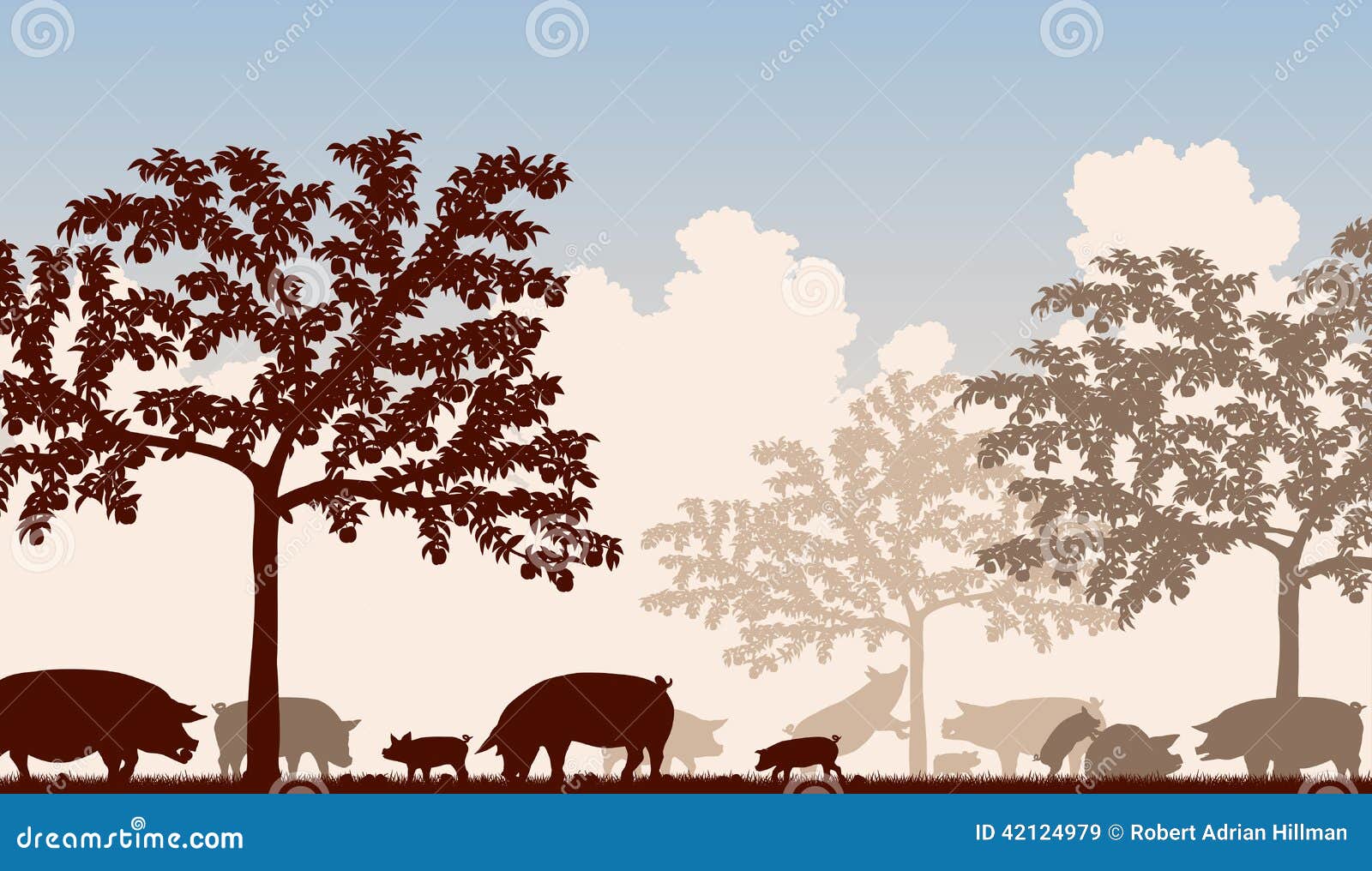 Pigs Feeding Flat Vector Illustration. Livestock Farming, Animal ...