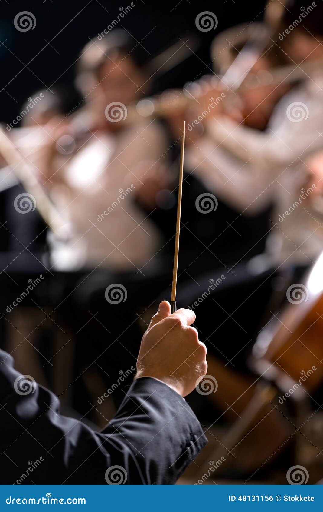 Orchestra Conductor on Stage Stock Photo - Image of philarmonic, string ...