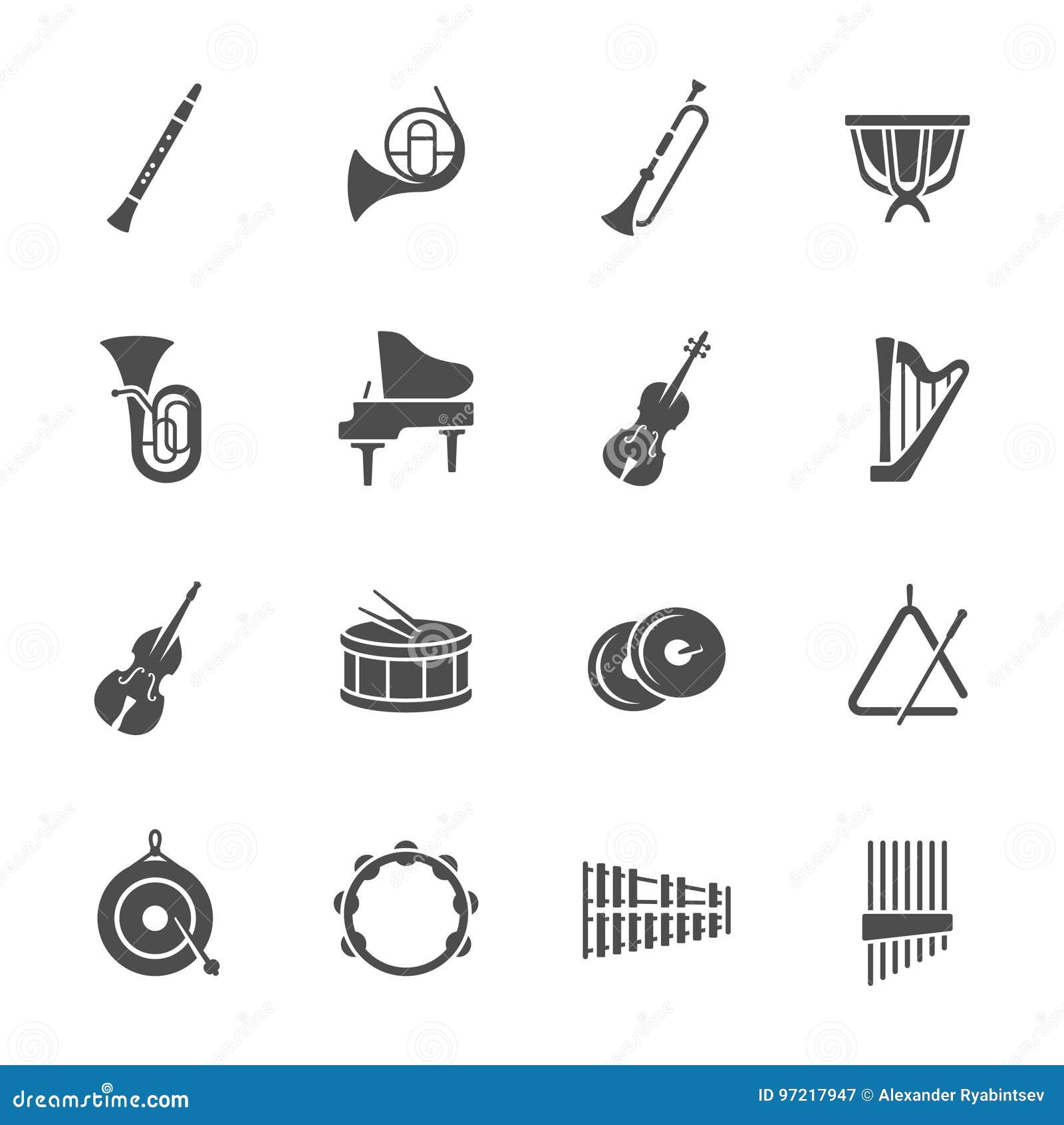 Orchestra Instruments Icons Stock Vector - Illustration of horns ...