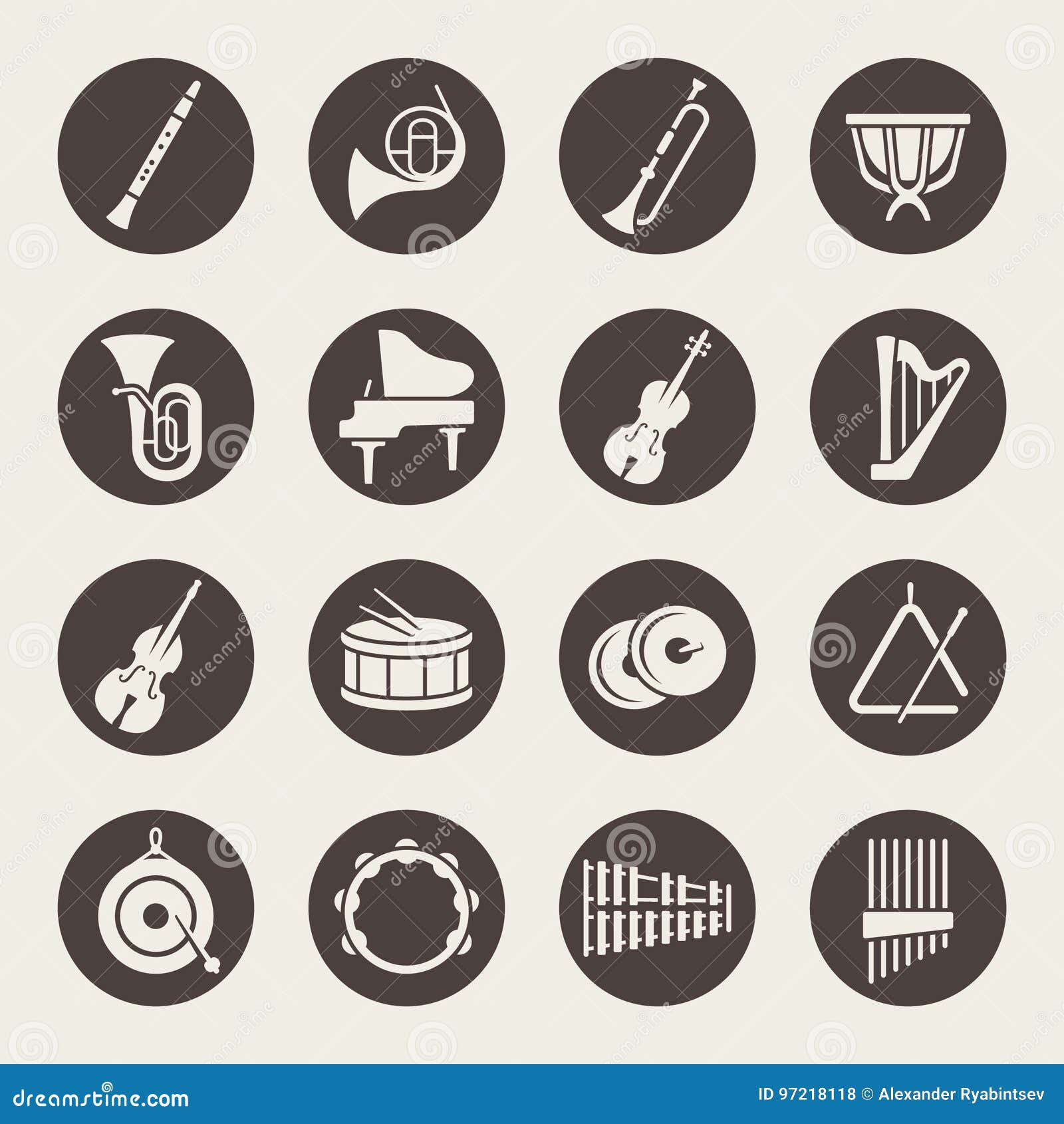 Orchestra Instruments Icons Stock Vector - Illustration of ...