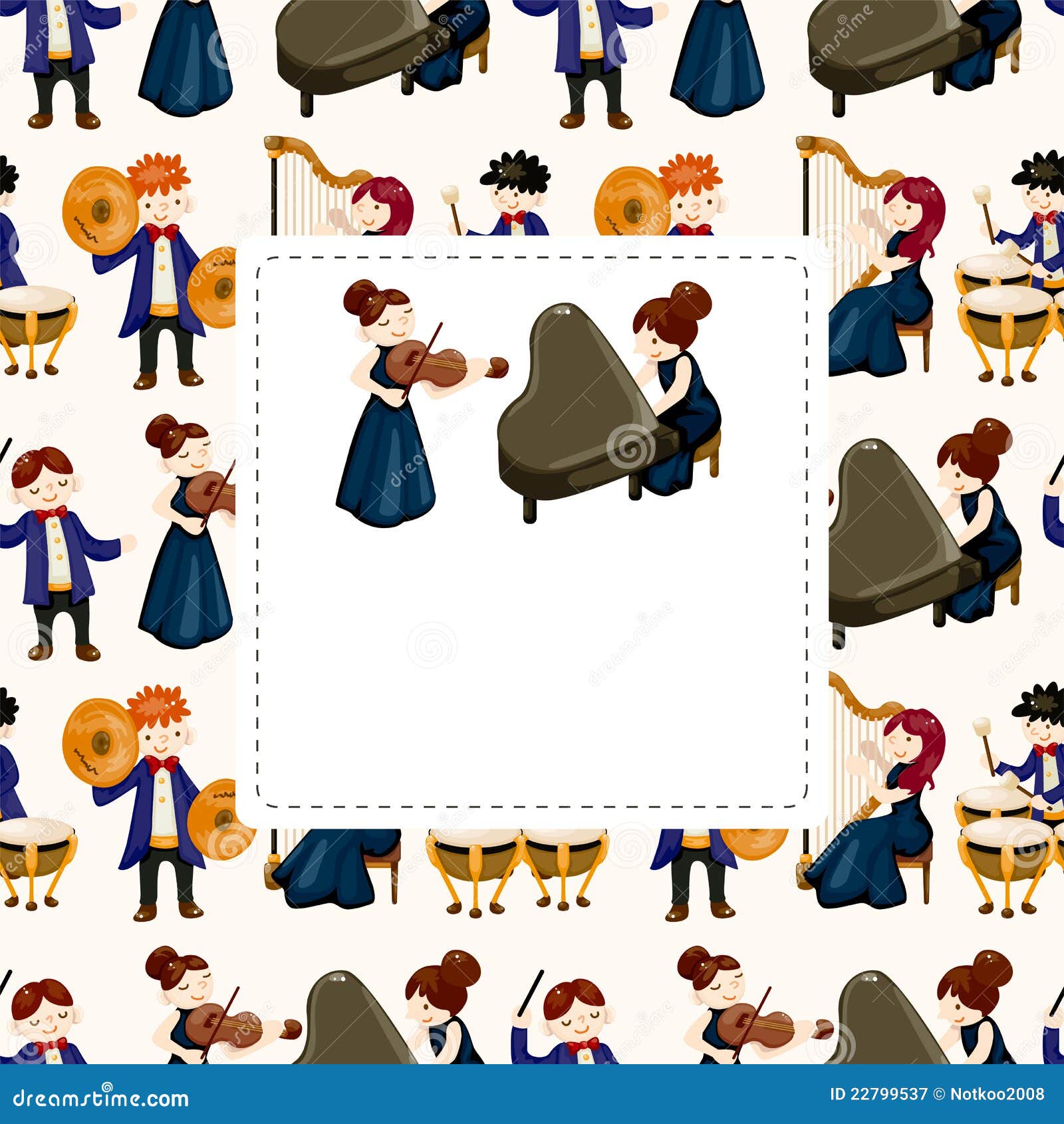 Orchestra Music Player Card Stock Vector - Illustration of band ...