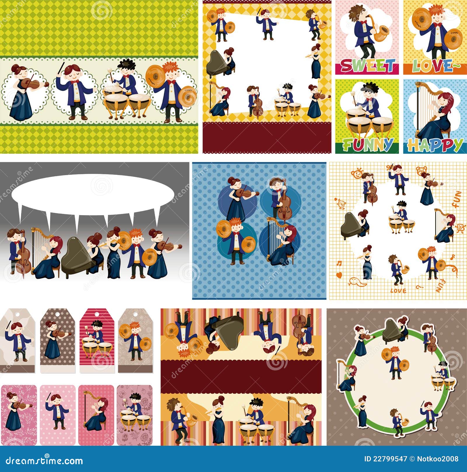 Orchestra Music Player Card Stock Vector - Illustration of conductor ...