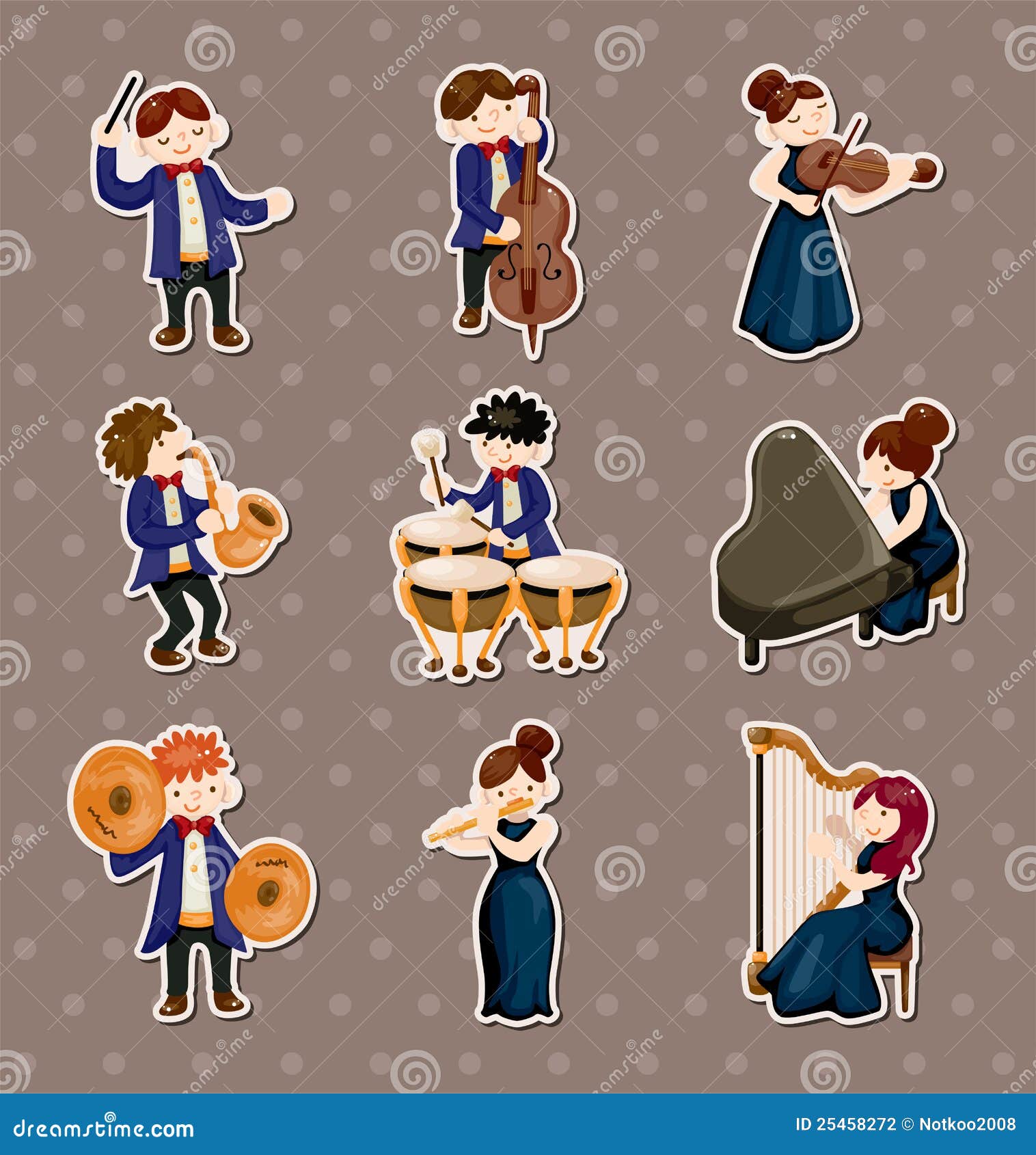 Orchestra Music Player Stickers Stock Vector - Illustration of ...