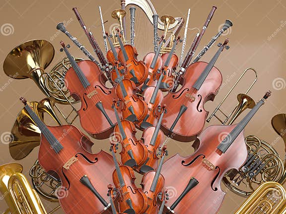 Orchestra Musical Instruments 3D Rendering Stock Illustration ...