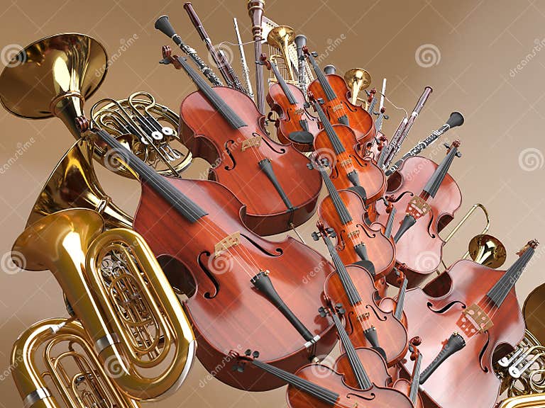 Orchestra Musical Instruments 3D Rendering Stock Illustration ...