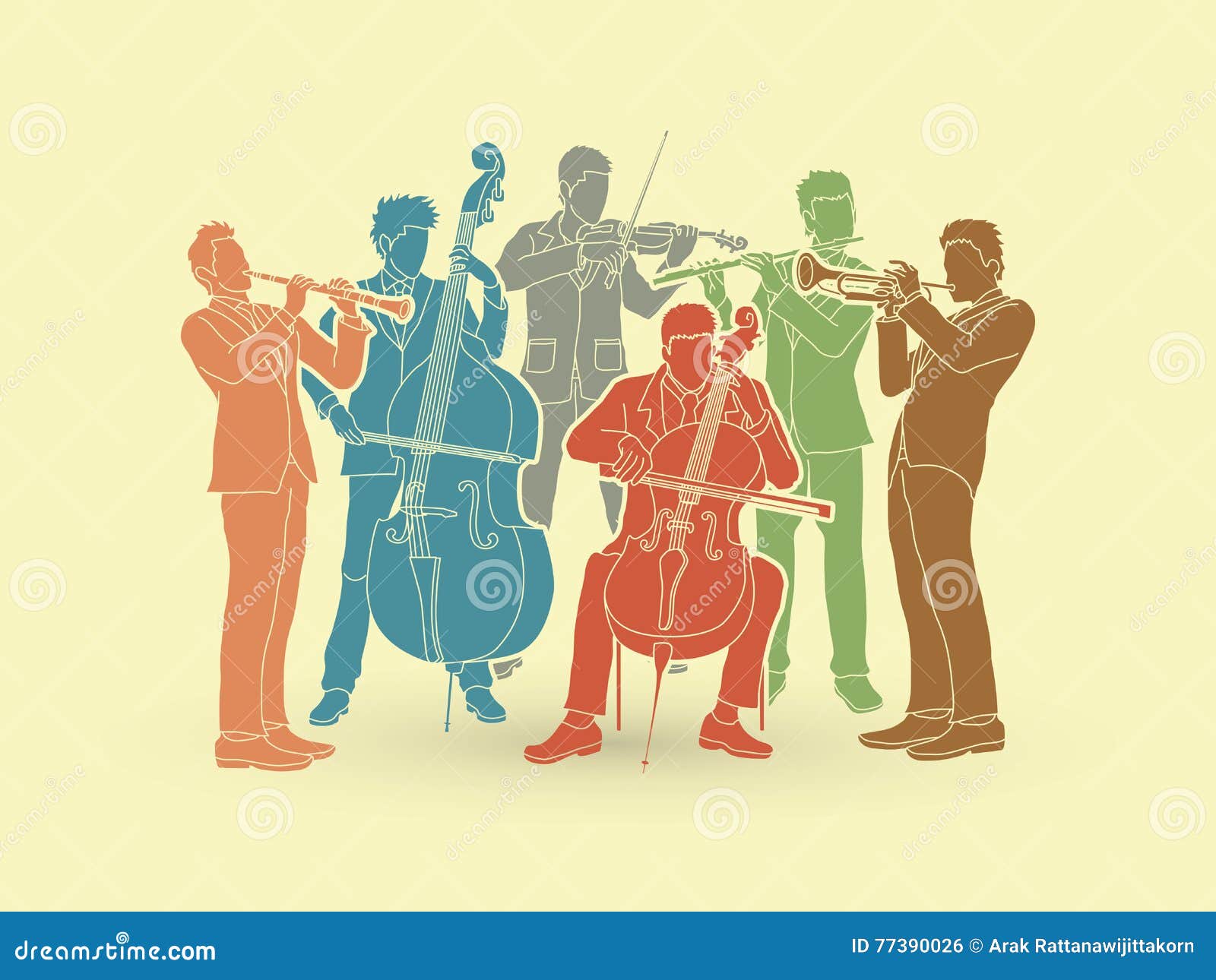 Orchestra stock vector. Illustration of flute, artist - 77390026