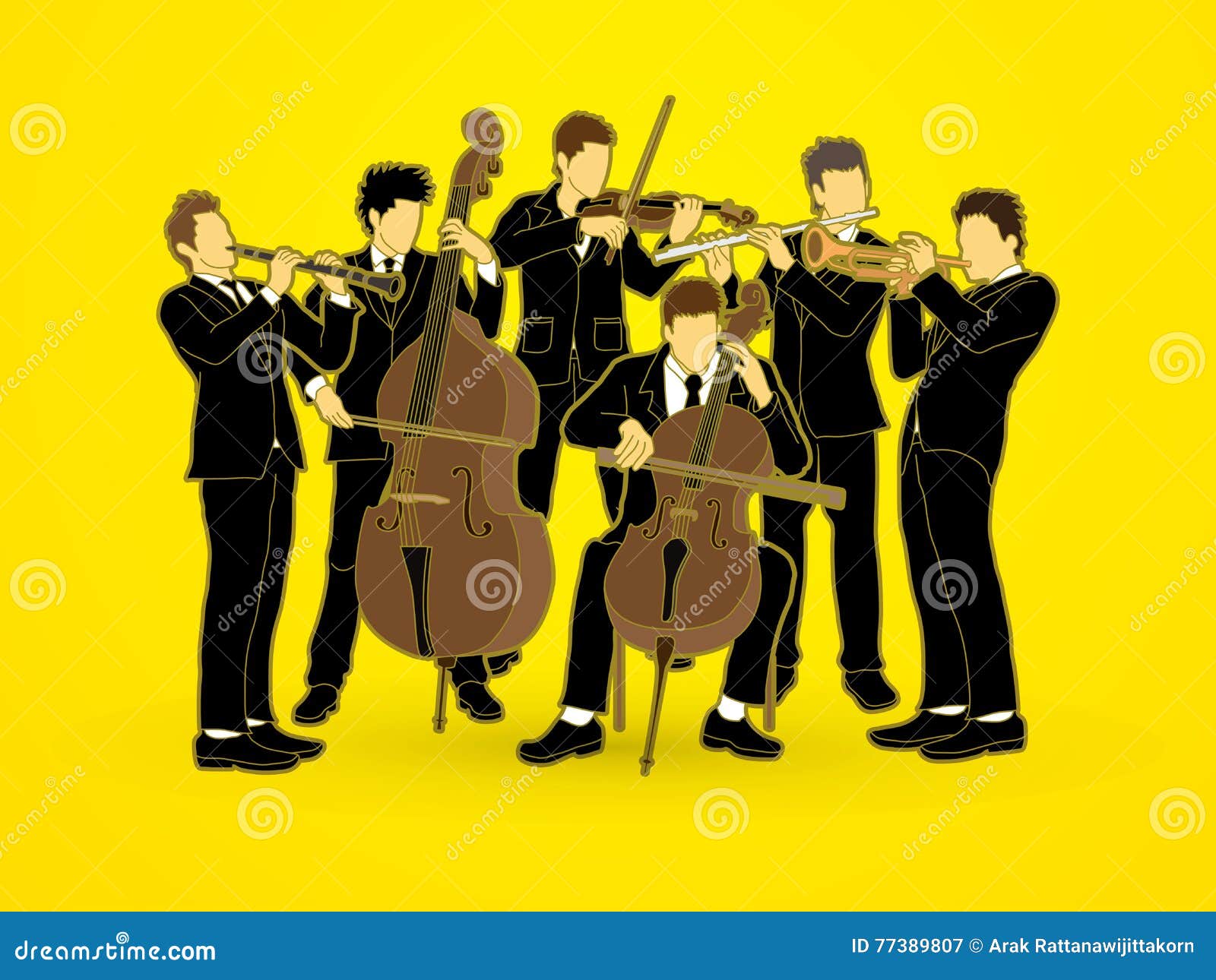 Orchestra stock vector. Illustration of musician, icon - 77389807