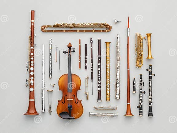 An Orchestral Arrangement, a Visual Symphony of Instruments Stock Image ...