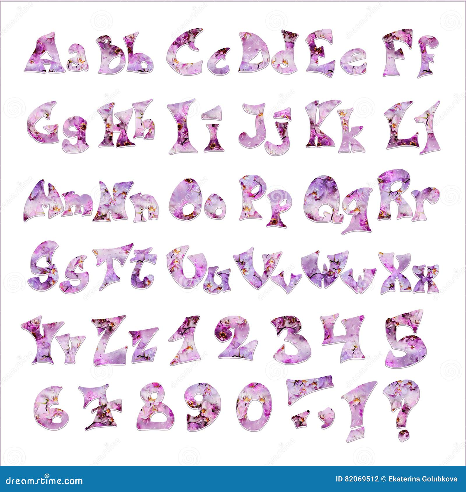 Orchid Alphabet Letters on White Background Stock Illustration ...