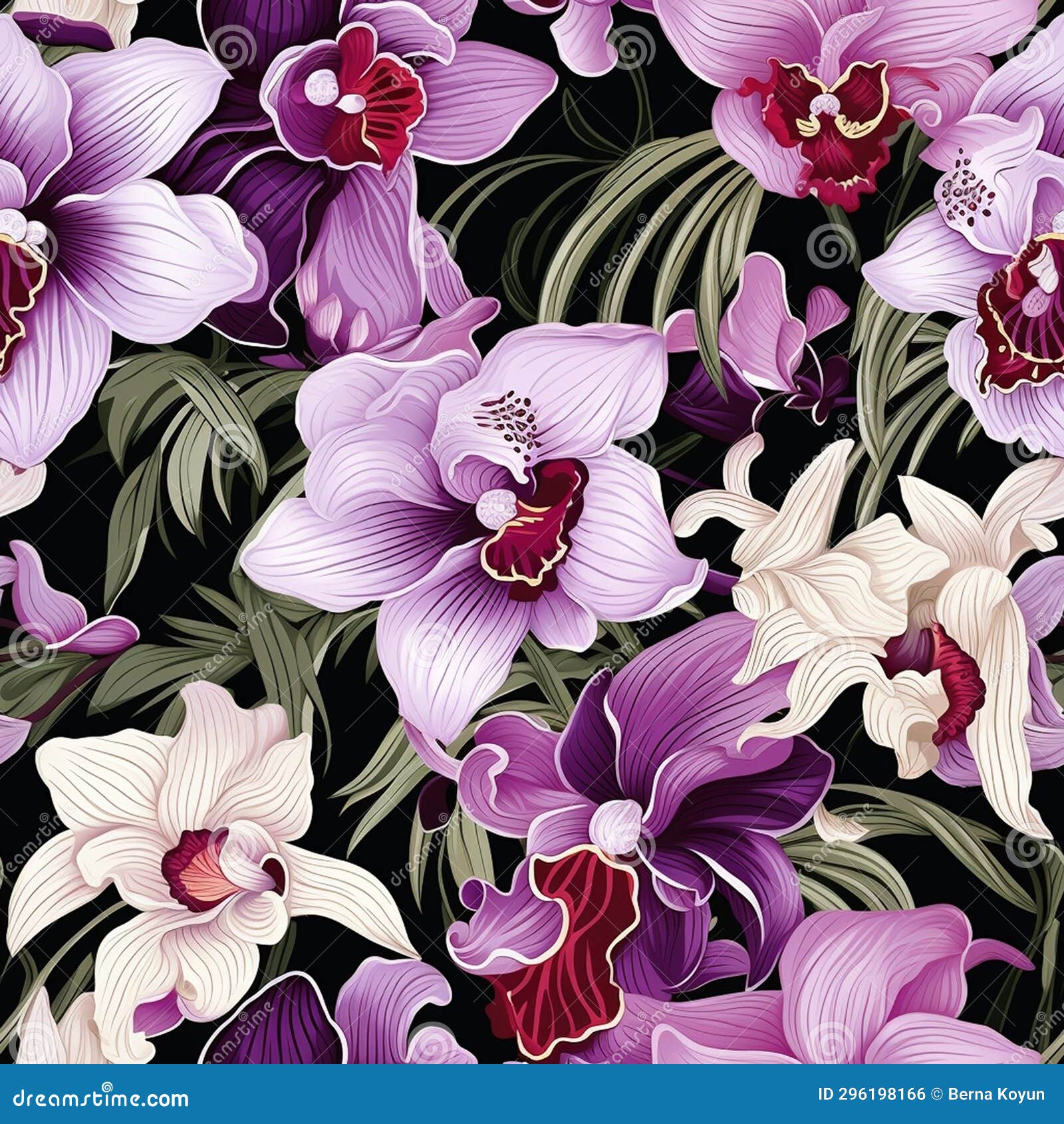 Orchid design for textile stock illustration. Illustration of ...