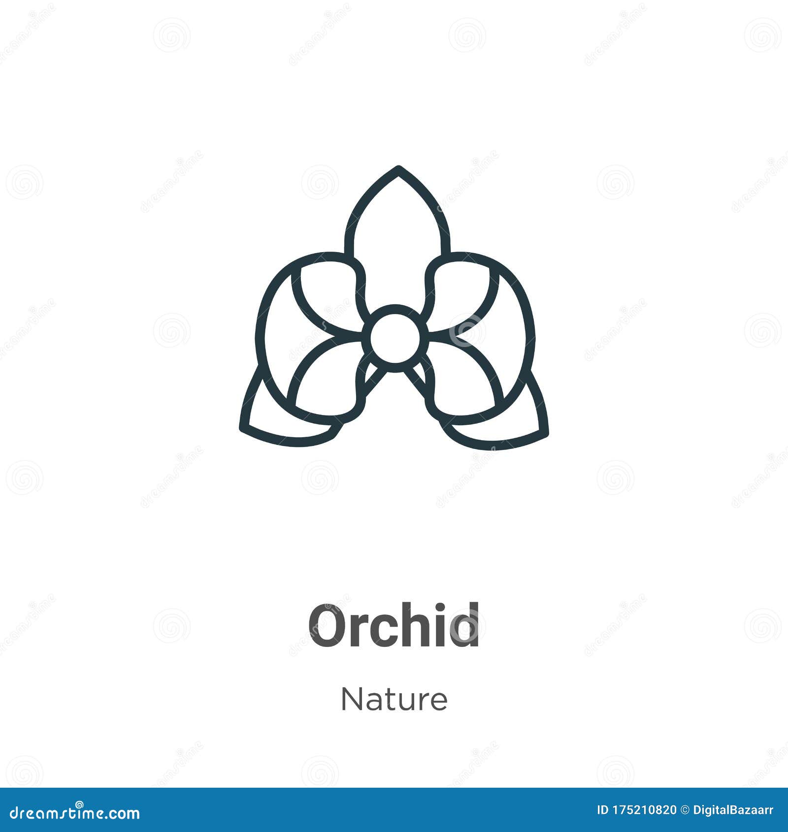 Orchid Outline Vector Icon. Thin Line Black Orchid Icon, Flat Vector ...