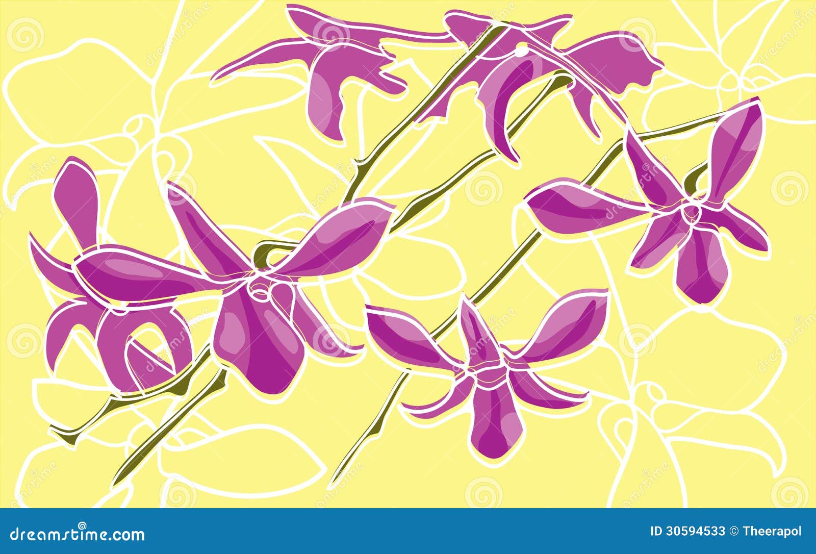 Orchid stock vector. Illustration of foliage, orchid - 30594533
