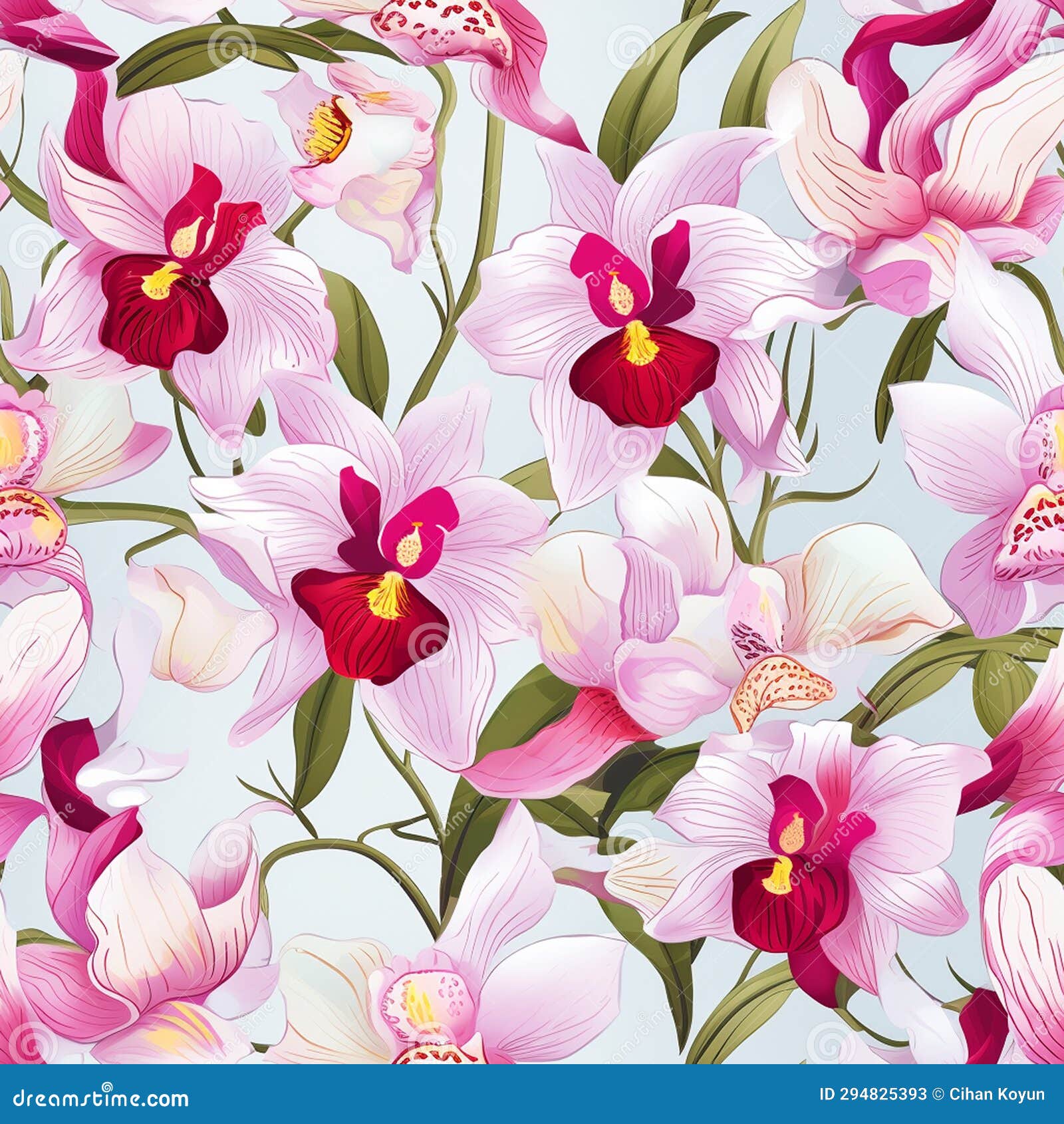 Orchid Pattern for Textile Design Stock Illustration - Illustration of ...