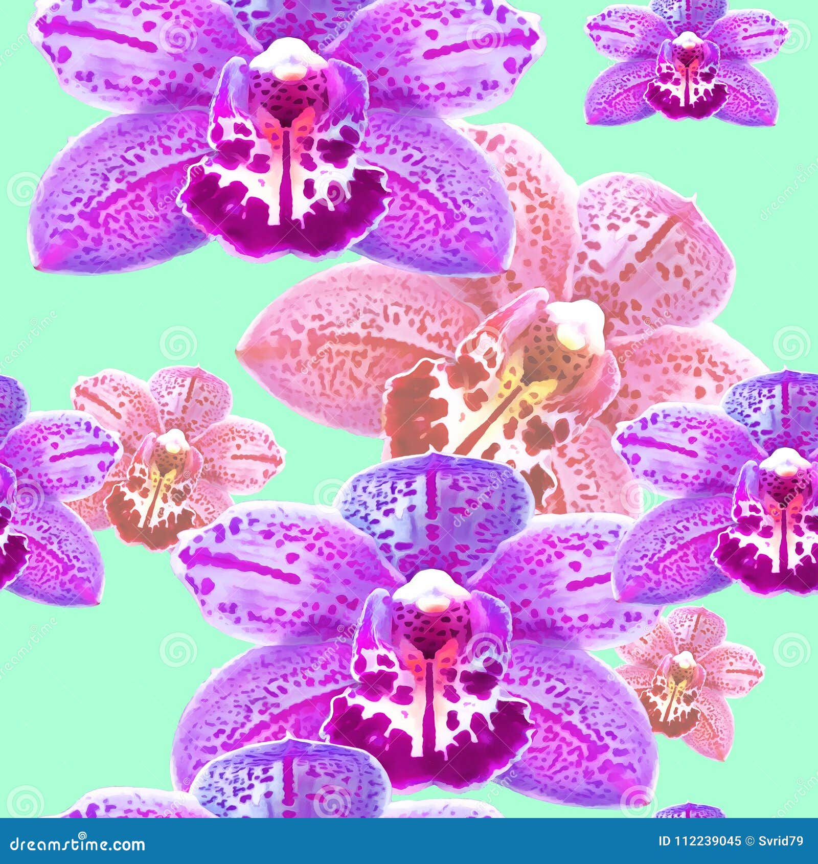Orchid Phalaenopsis Seamless Pattern Texture Of Flowers Flora Stock