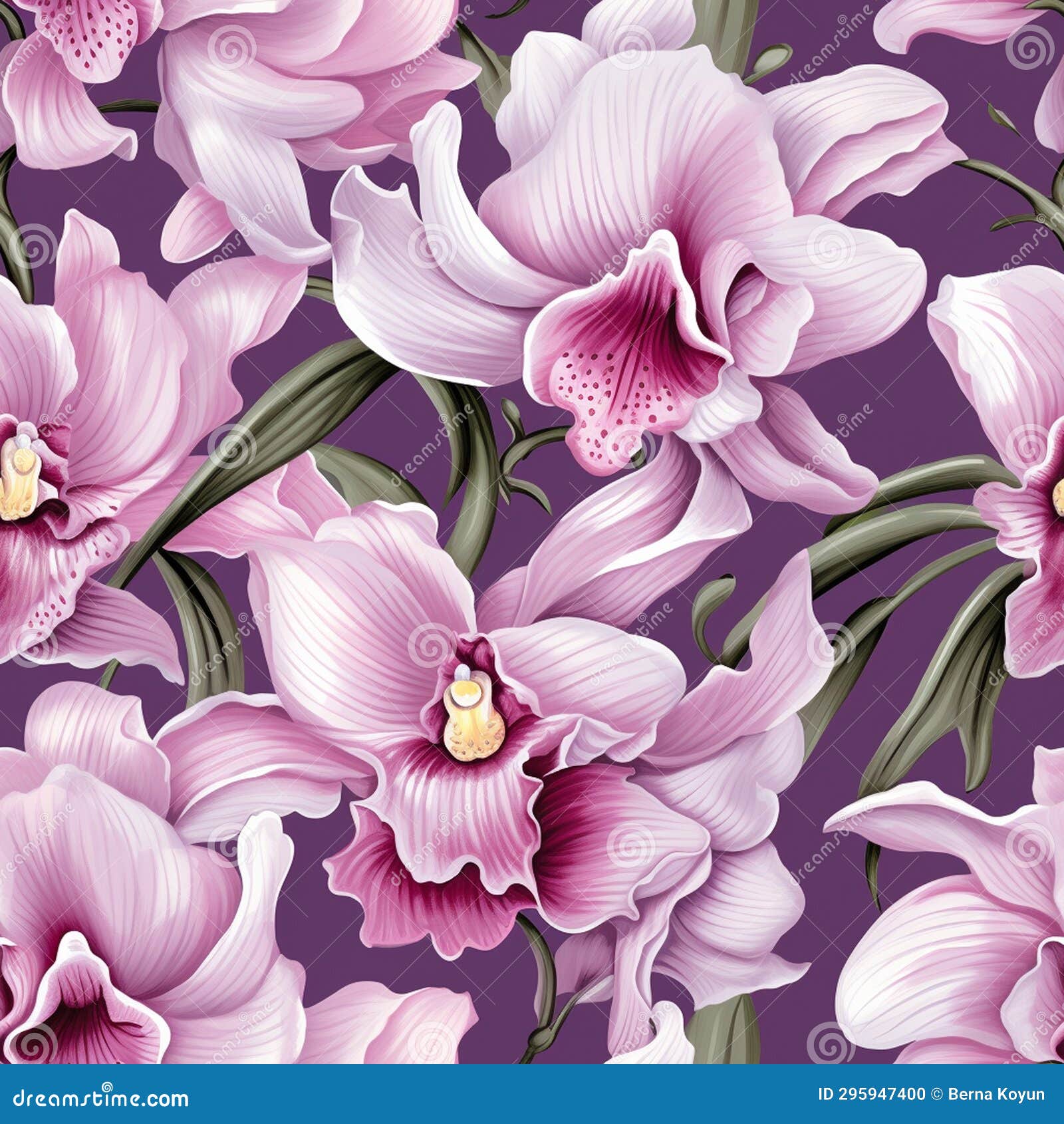 Orchid print for fabric stock illustration. Illustration of strelitzia ...