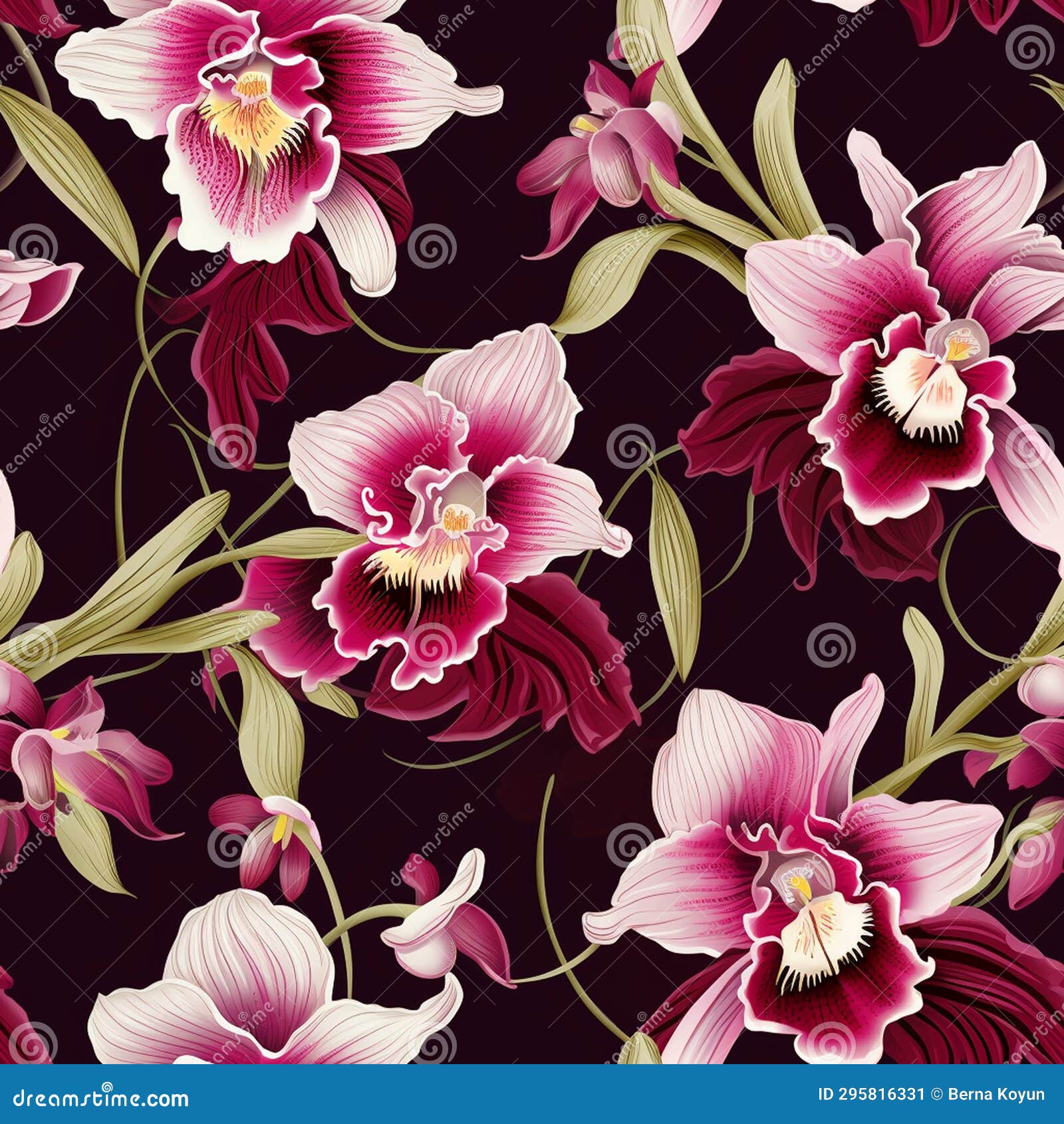 Orchid Reverie Floral Pattern Stock Photography | CartoonDealer.com ...