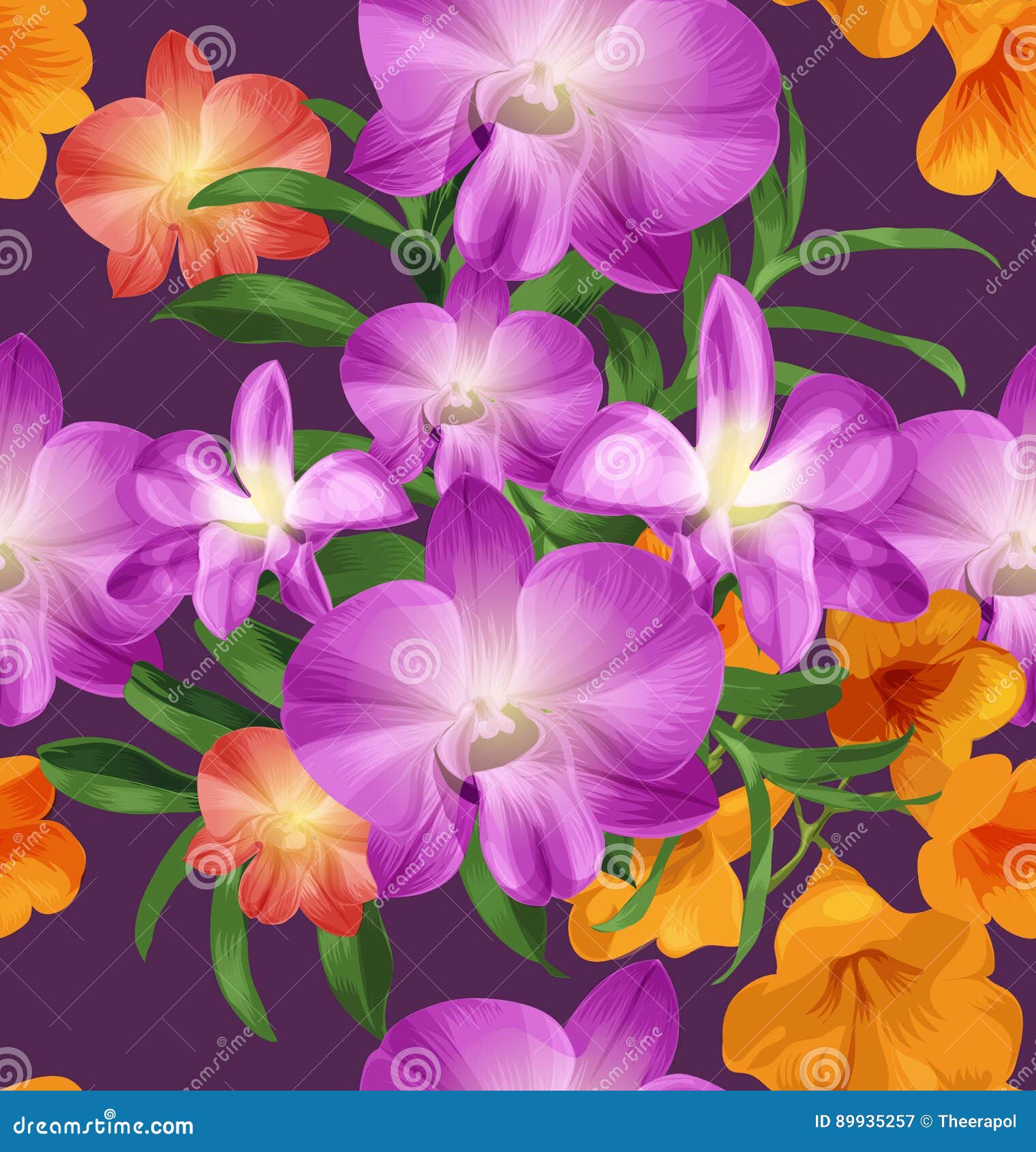 Orchid seamless pattern stock illustration. Illustration of holiday ...